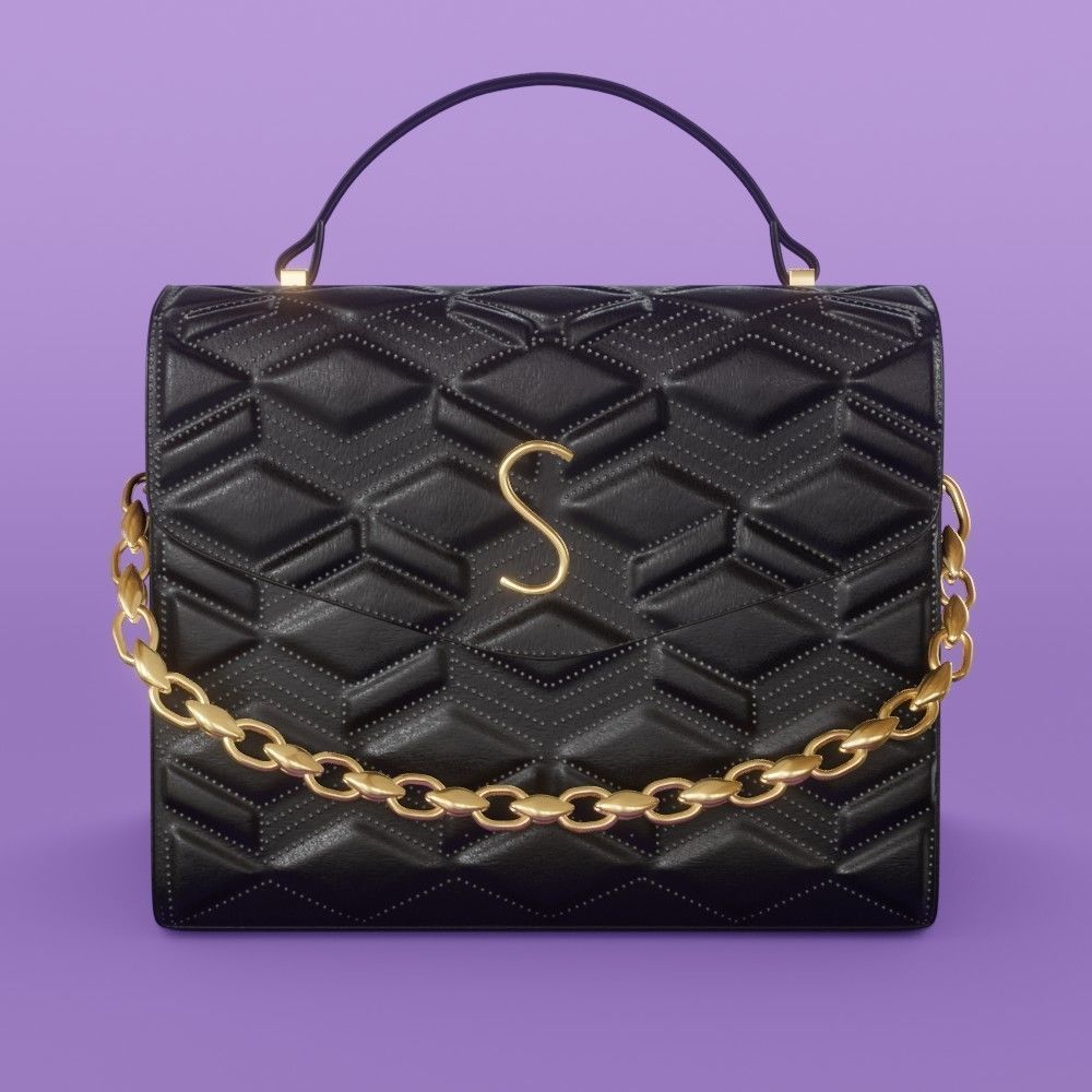 Black leather handbag model free 3D model | CGTrader