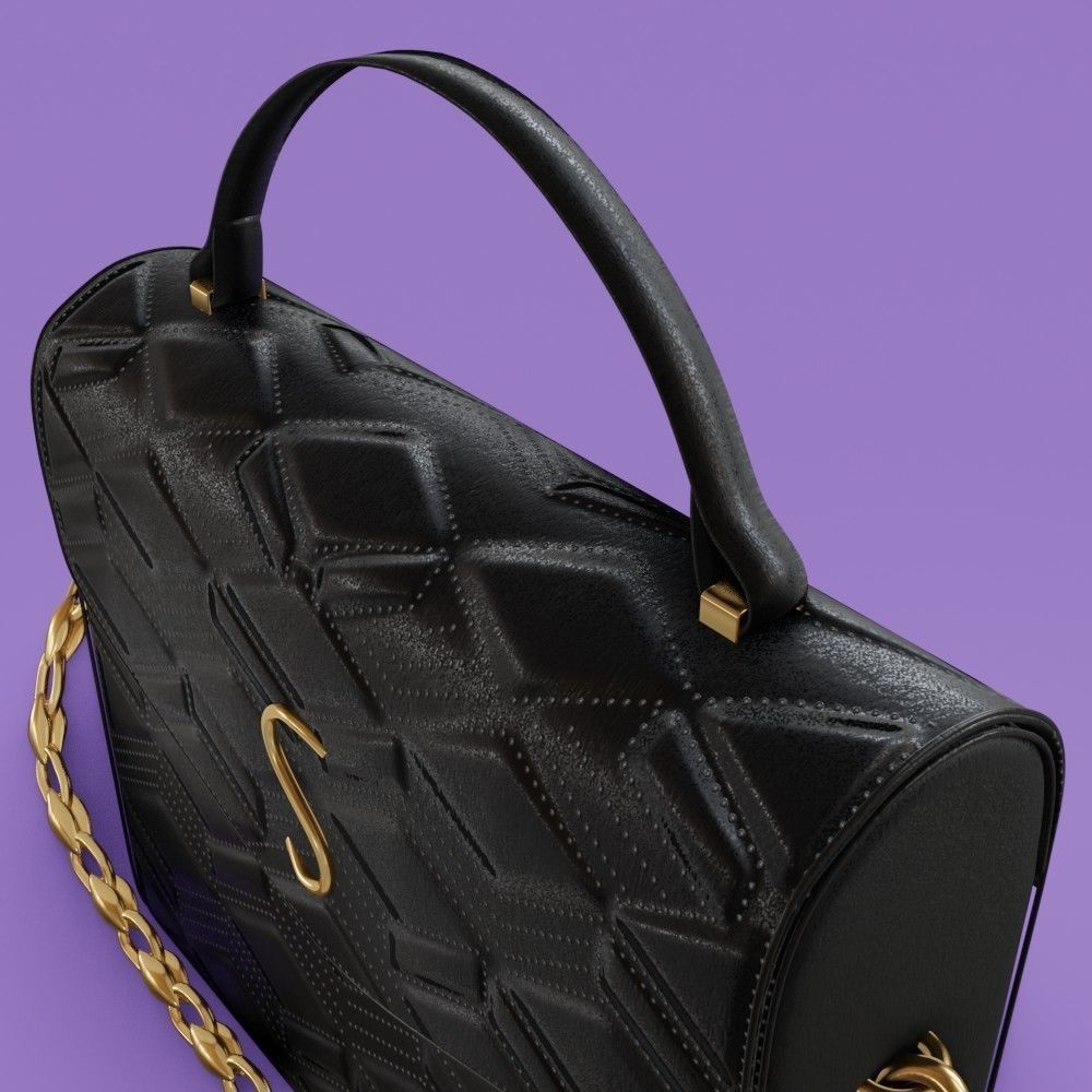 Black leather handbag model free 3D model | CGTrader