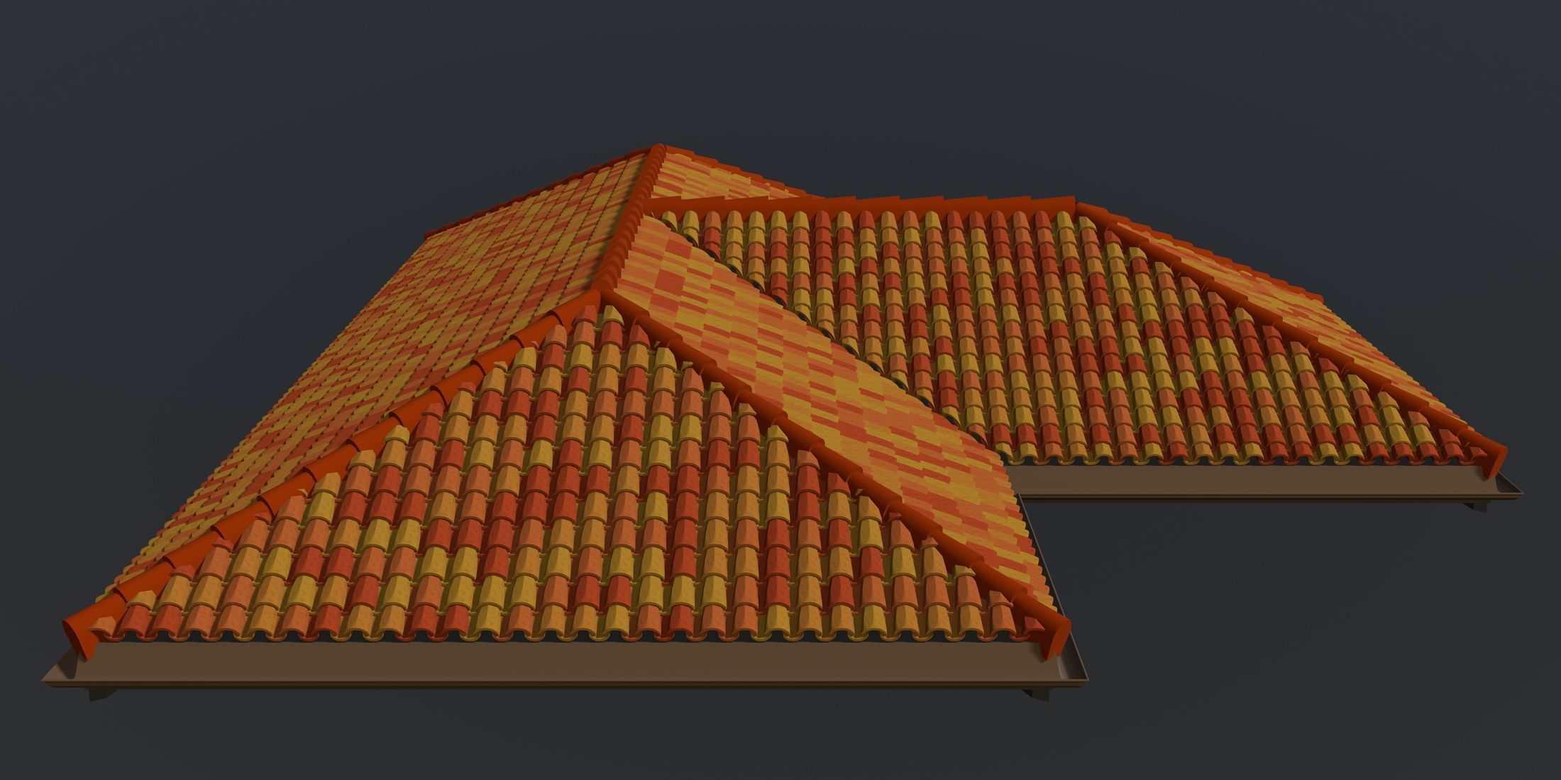 Hip roof with clay tiles 2301 3D model | CGTrader