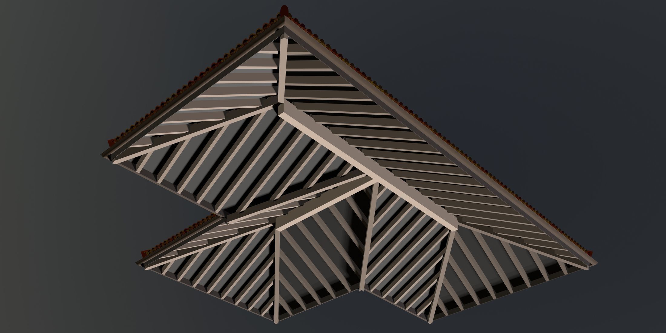 Hip roof with clay tiles 2301 3D model | CGTrader
