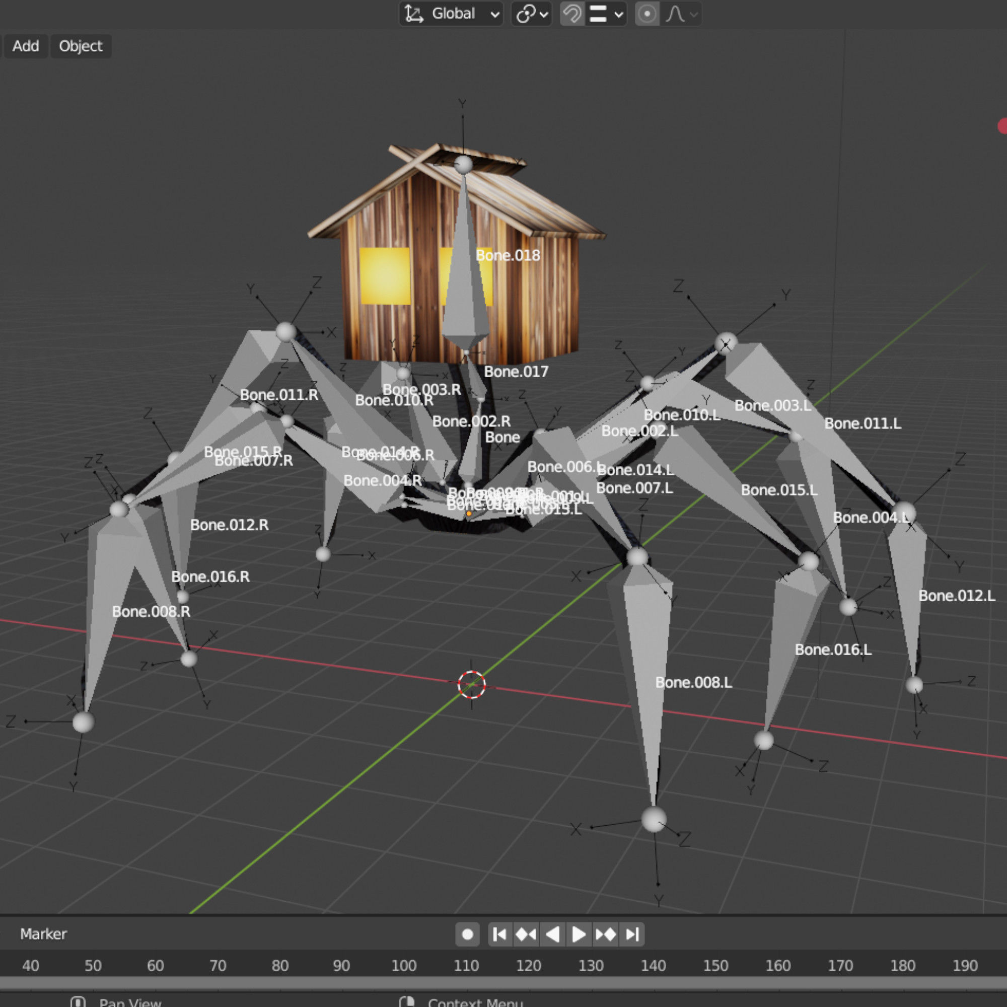 3D model Spider House Head 3D Low-Poly Model Rigged VR / AR / low-poly ...