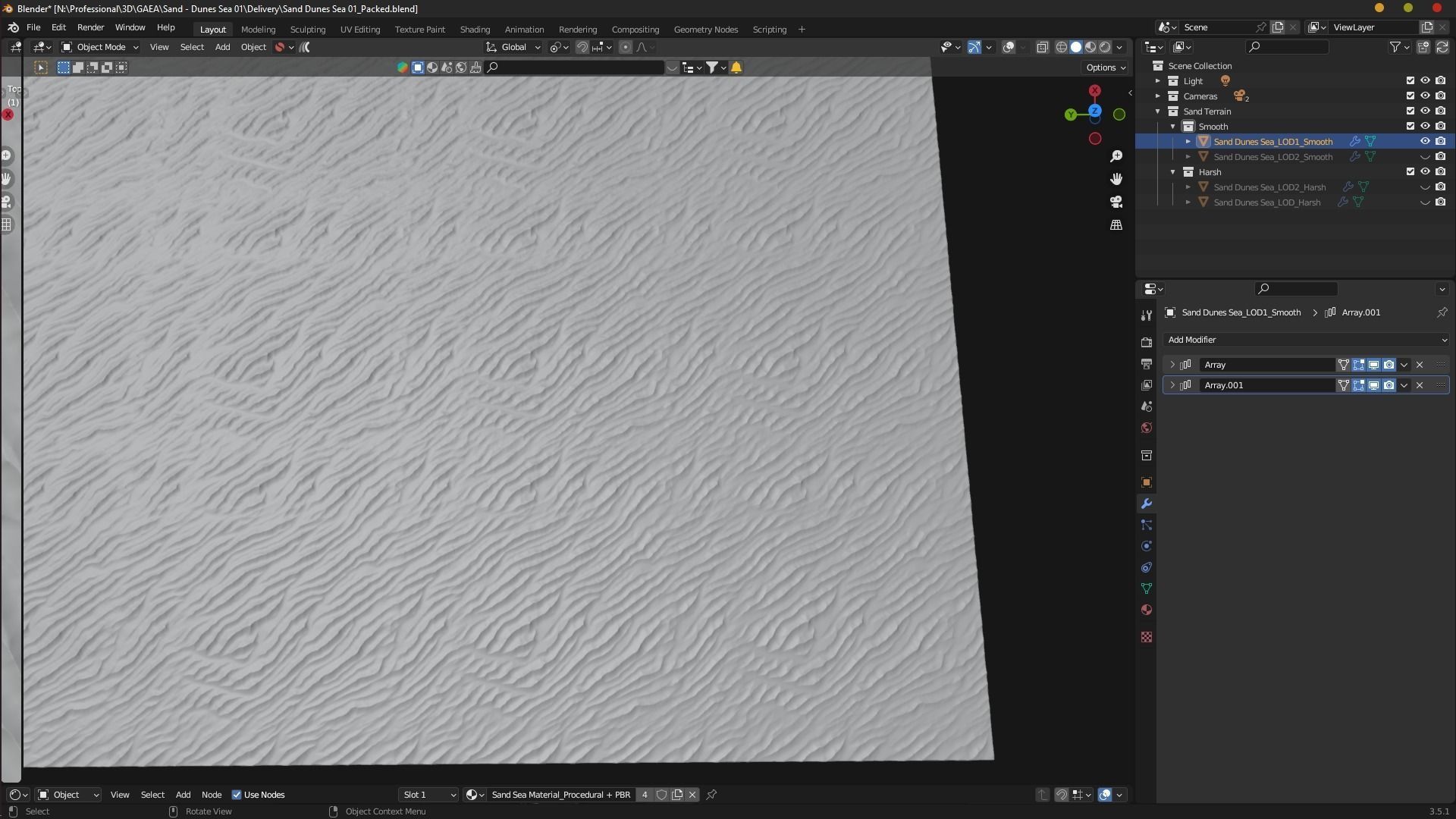 3D model Desert Sand Dunes Sea - Tileable Terrain VR / AR / low-poly ...