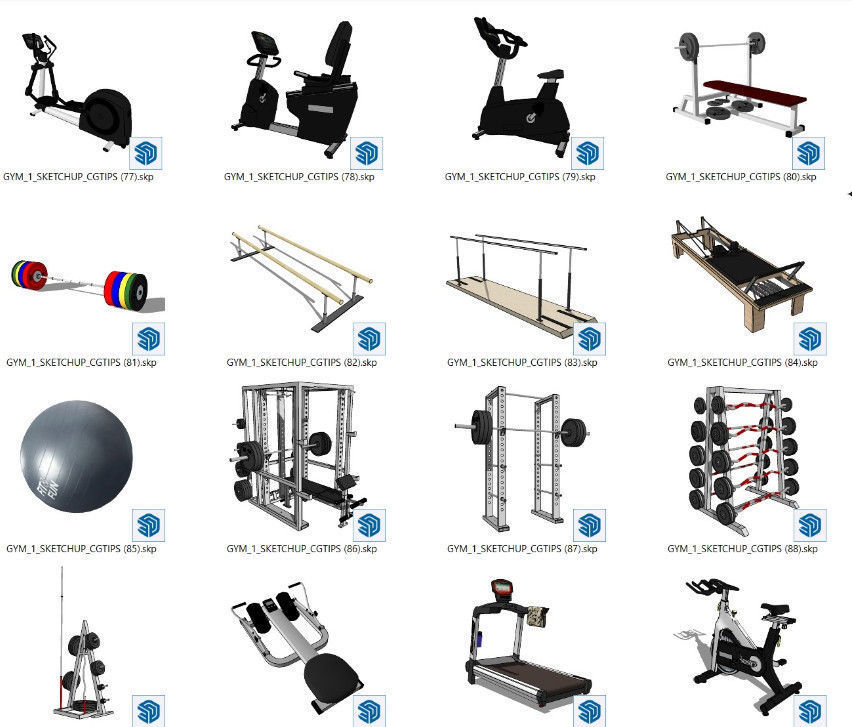 32 Sketchup Fitness Machines Model 3D model | CGTrader