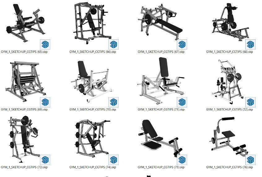 32 Sketchup Fitness Machines Model 3D model | CGTrader
