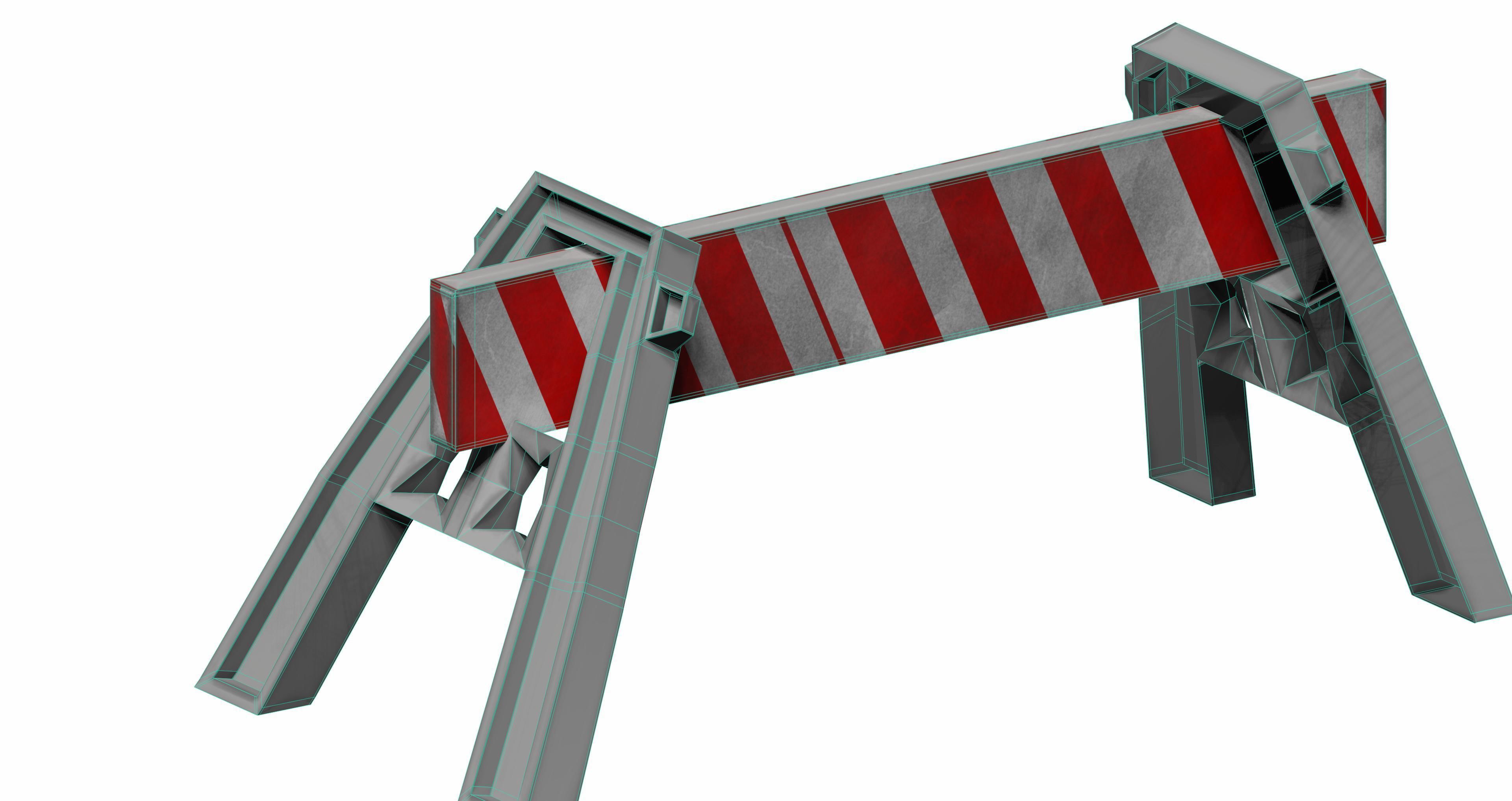 3D model Red-white strip plastic barricade VR / AR / low-poly | CGTrader