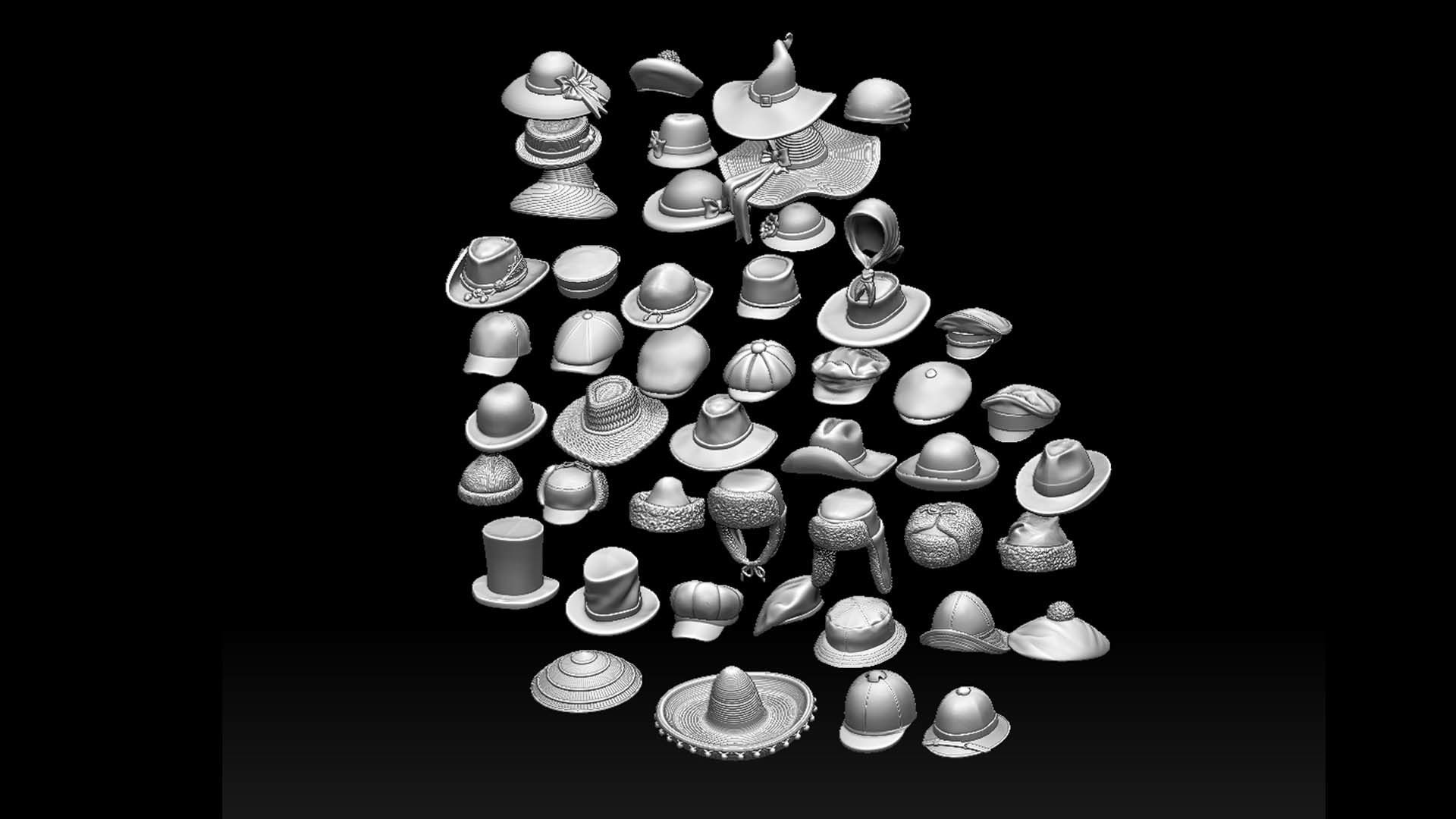 hats helmets caps 3D model 3D printable | CGTrader