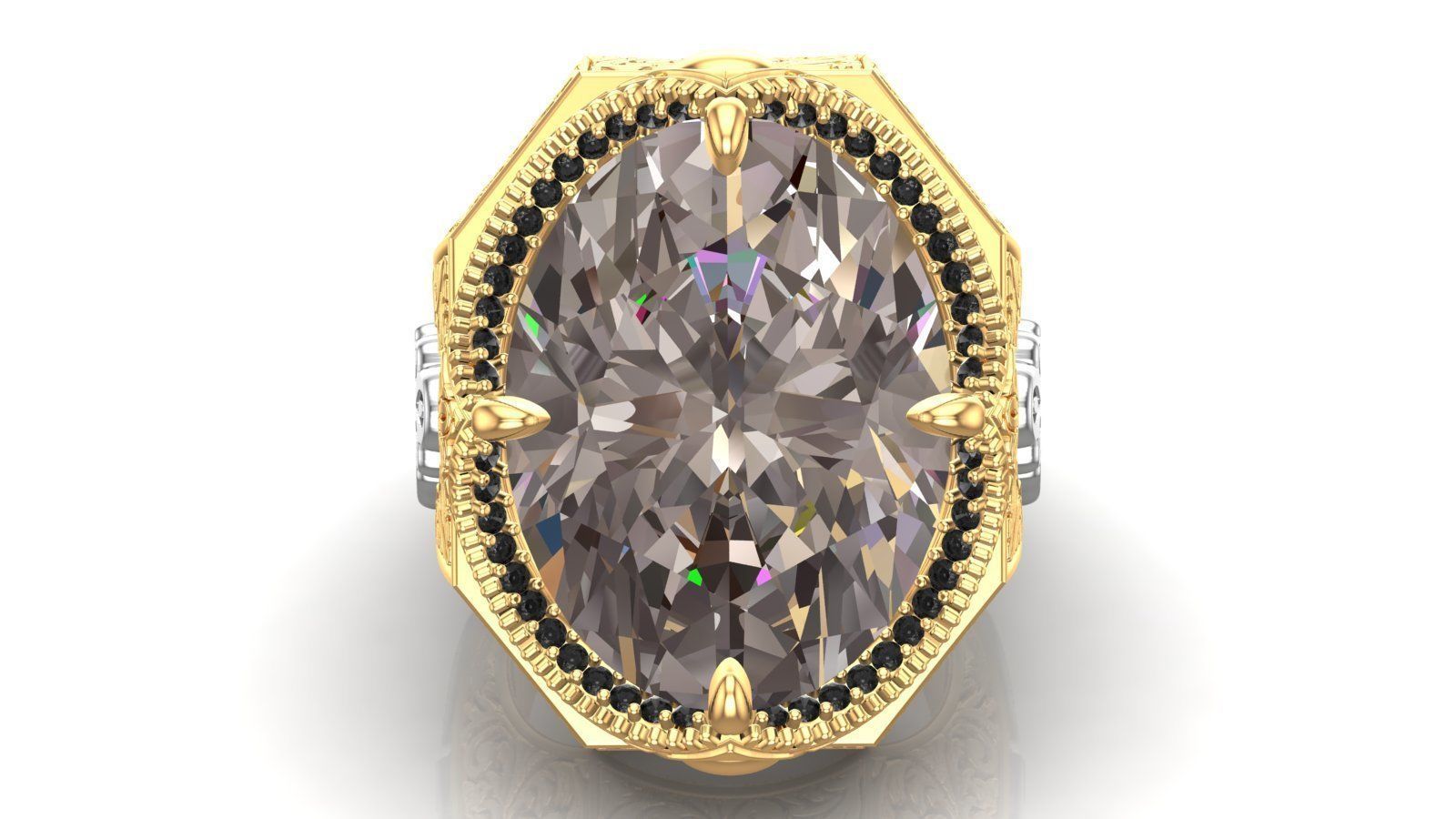 Turkish King Crown Oval Engraved Luck Stone Mystic Topaz Ring 3D model ...