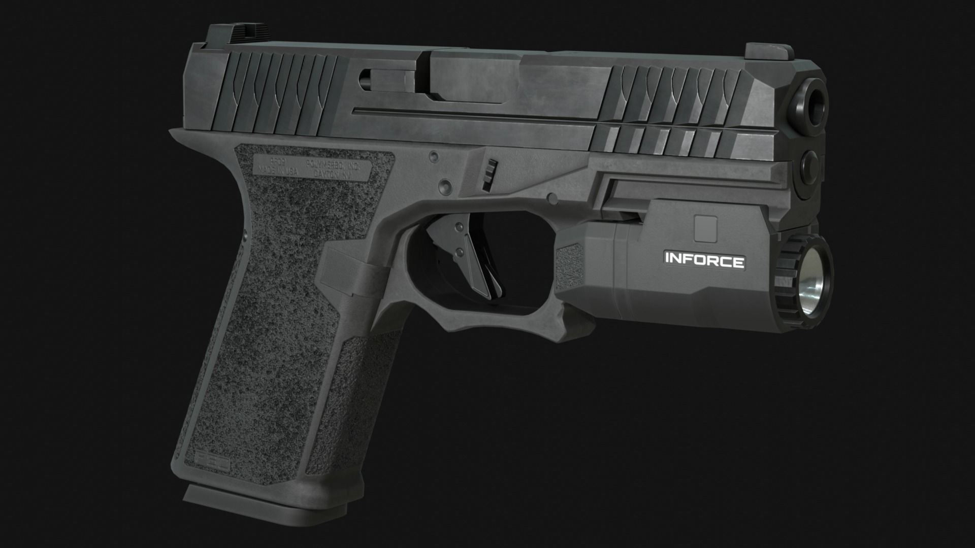 3d Model Polymer80 Pfc9 G19 Handgun And Inforce Aplc Game Asset Vr