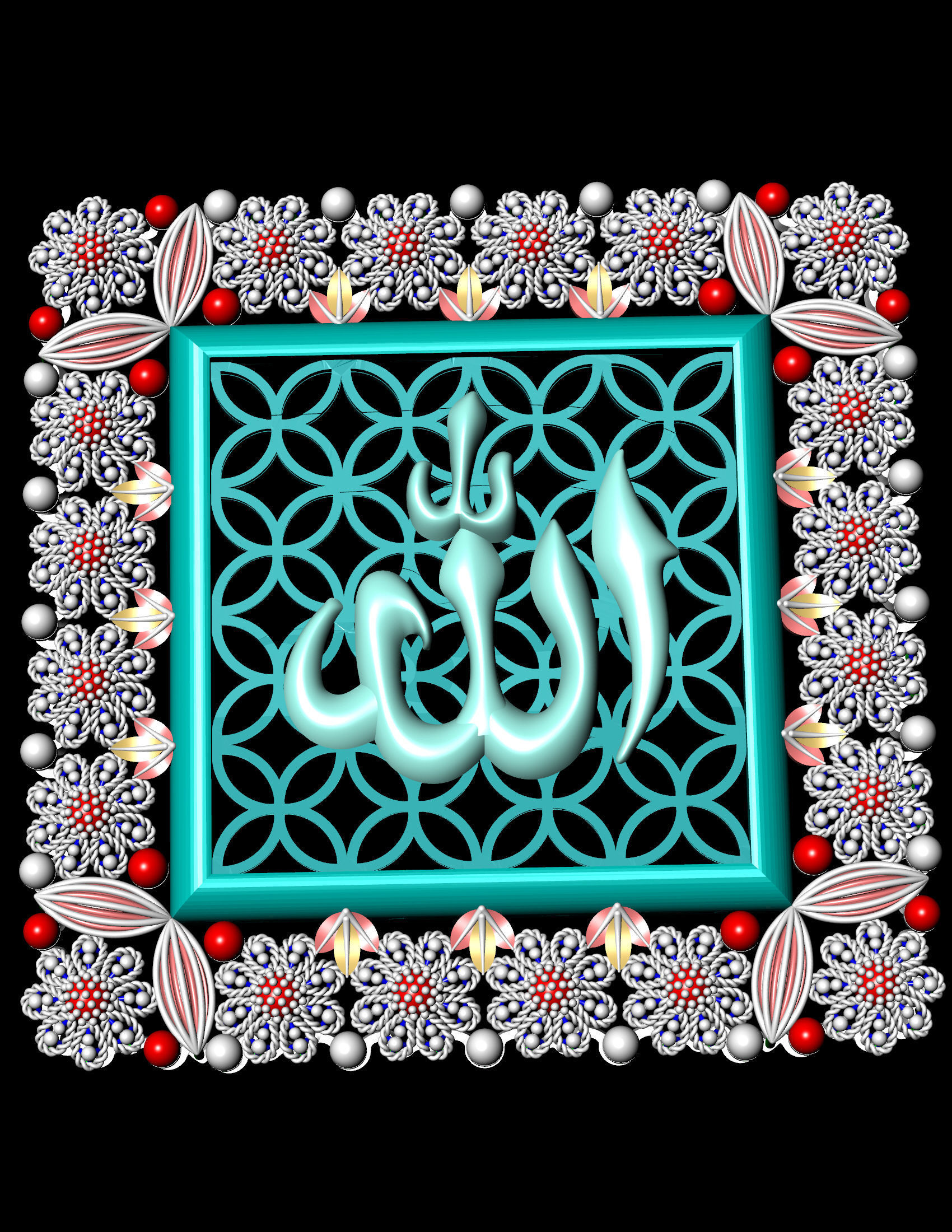 Allah Name Pandent 3D print model 3D model 3D printable | CGTrader