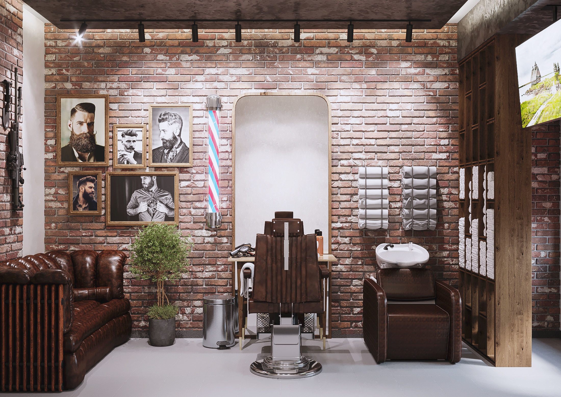 Barber Shop Interior Design 3D model | CGTrader