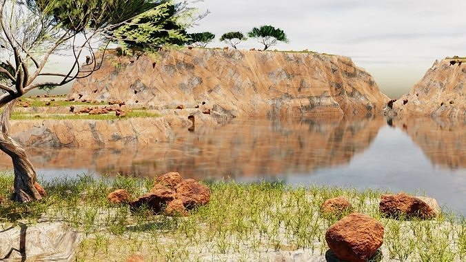lake mountain high day 3D model | CGTrader