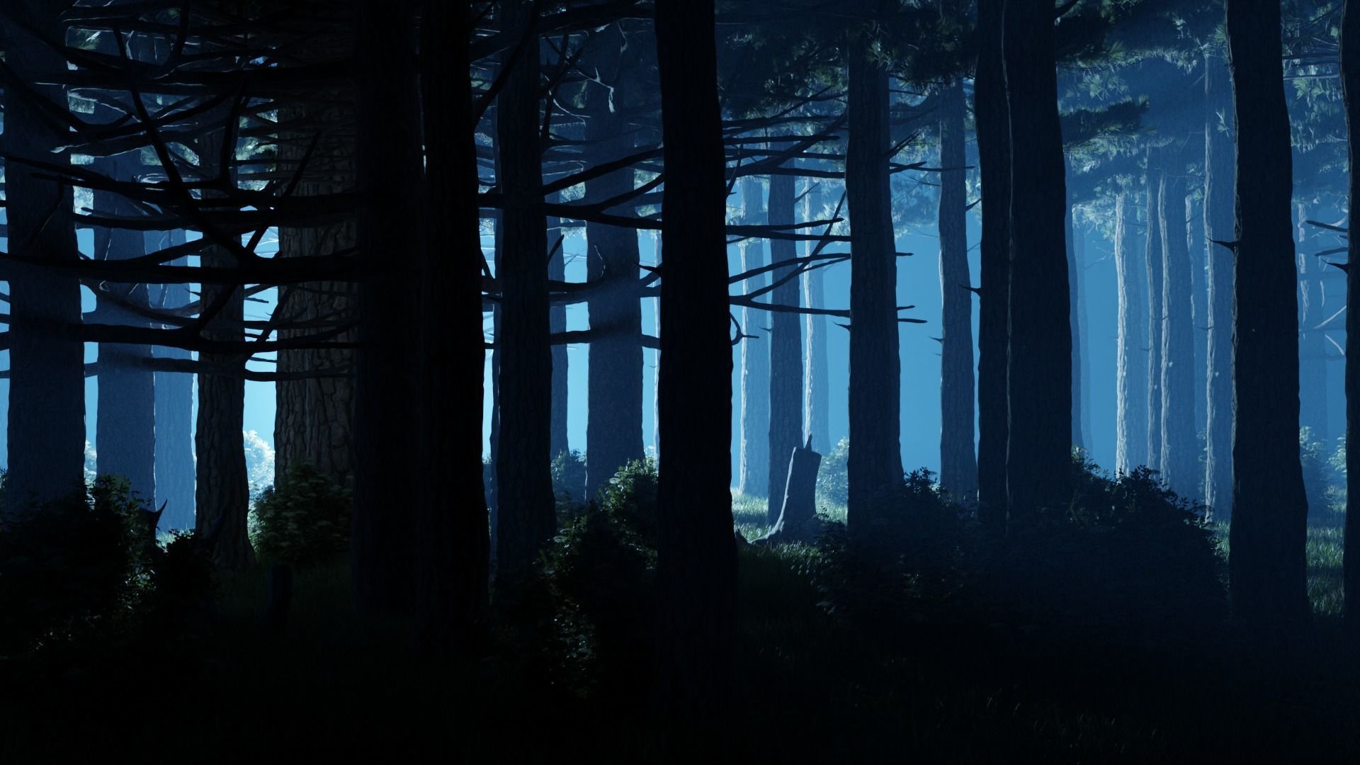 Stylized blue Volumetric Scene in Blender 3D model | CGTrader