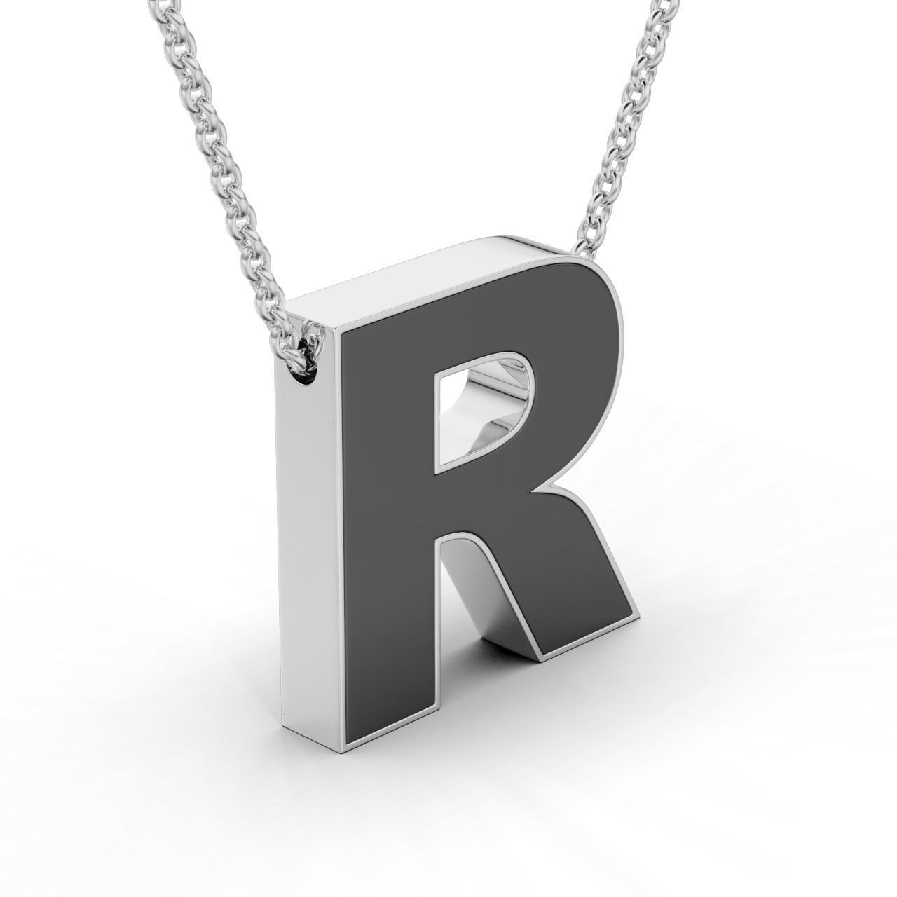 Pendant-Necklace Enamel The letter R 3D model 3D printable | CGTrader