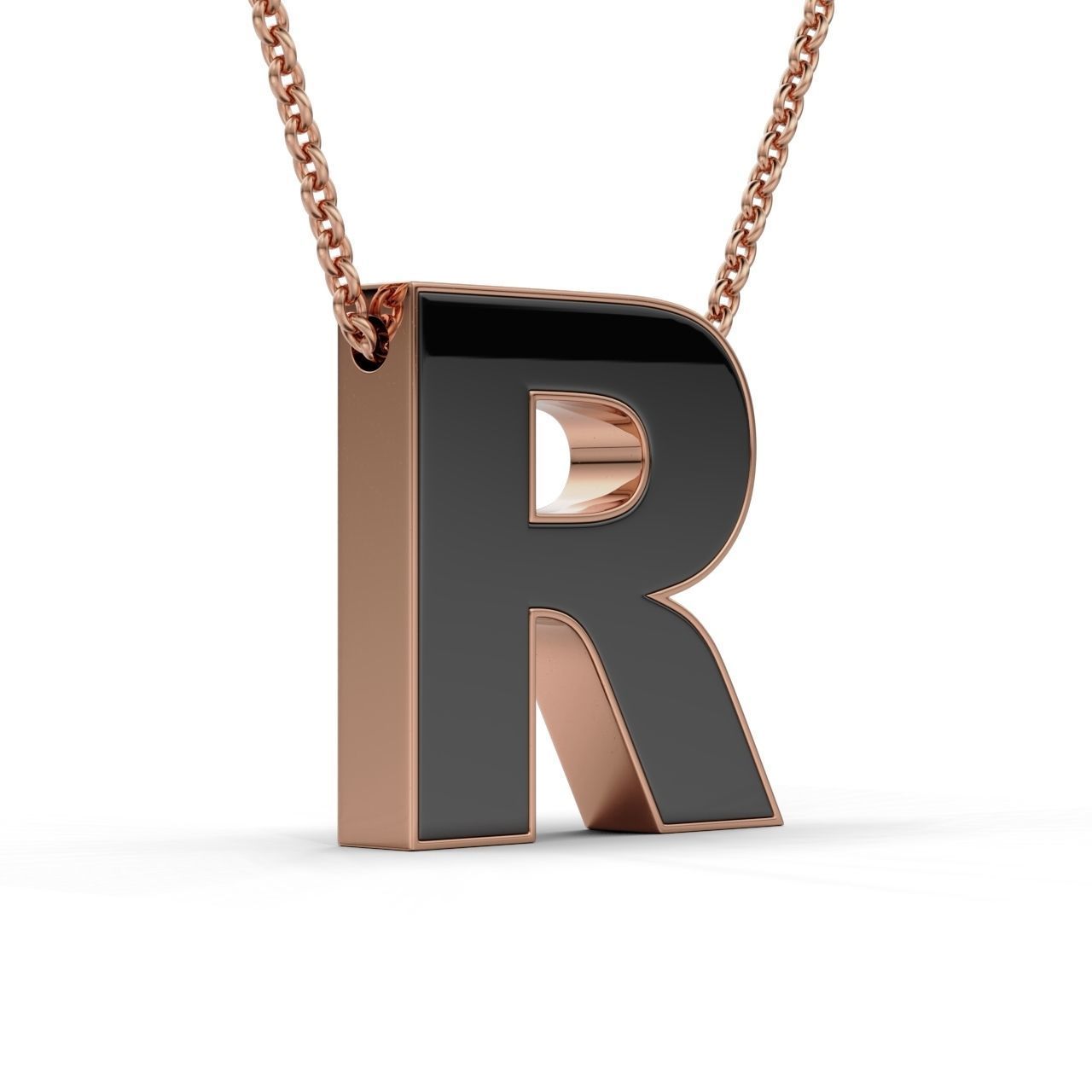 Pendant-Necklace Enamel The letter R 3D model 3D printable | CGTrader