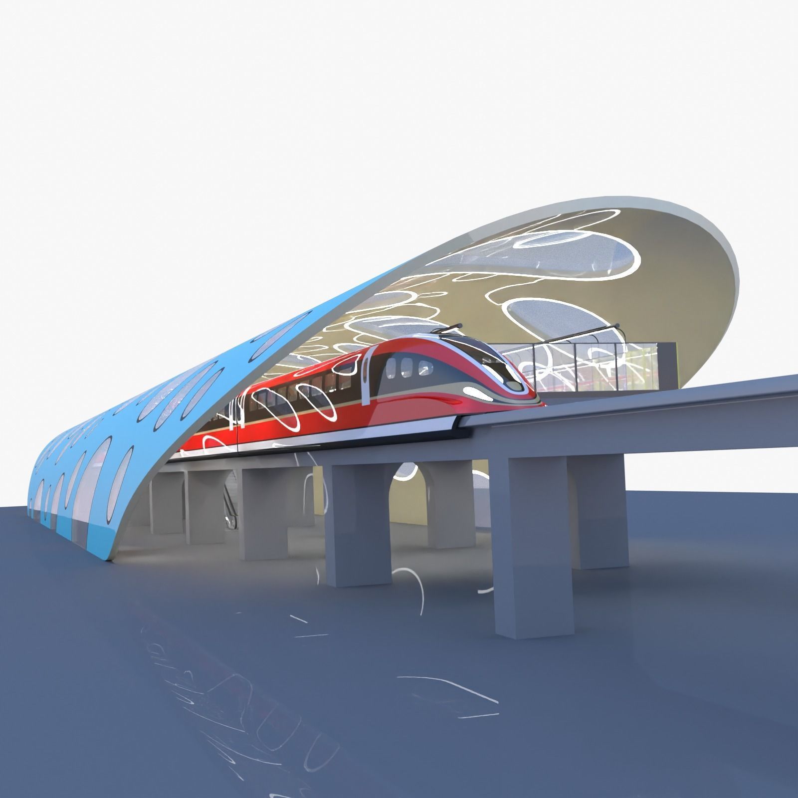 Maglev station 2023 II 3D model | CGTrader