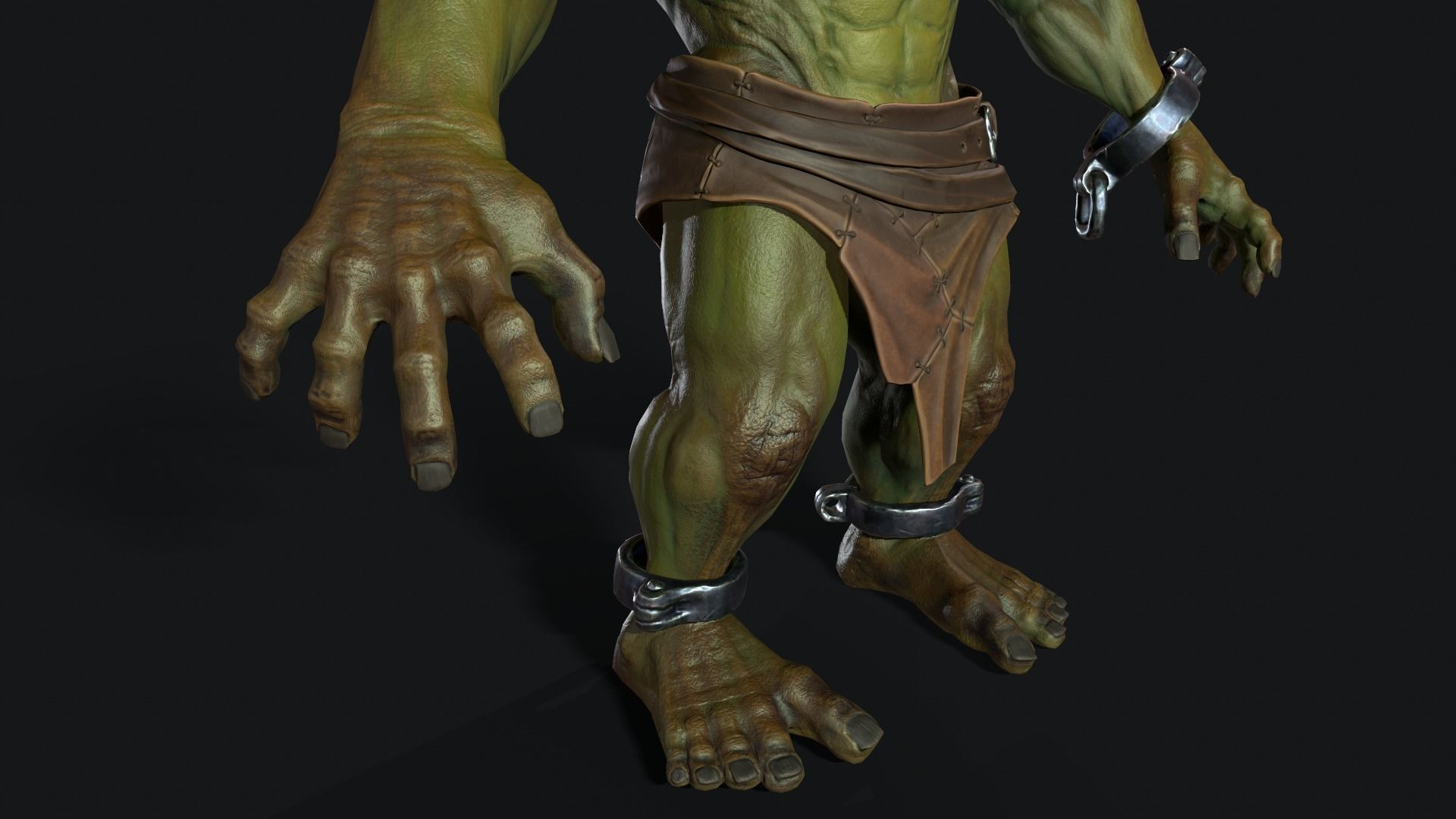 3D model Goblin Orc slave miner stylized Rigged ready for animation VR ...