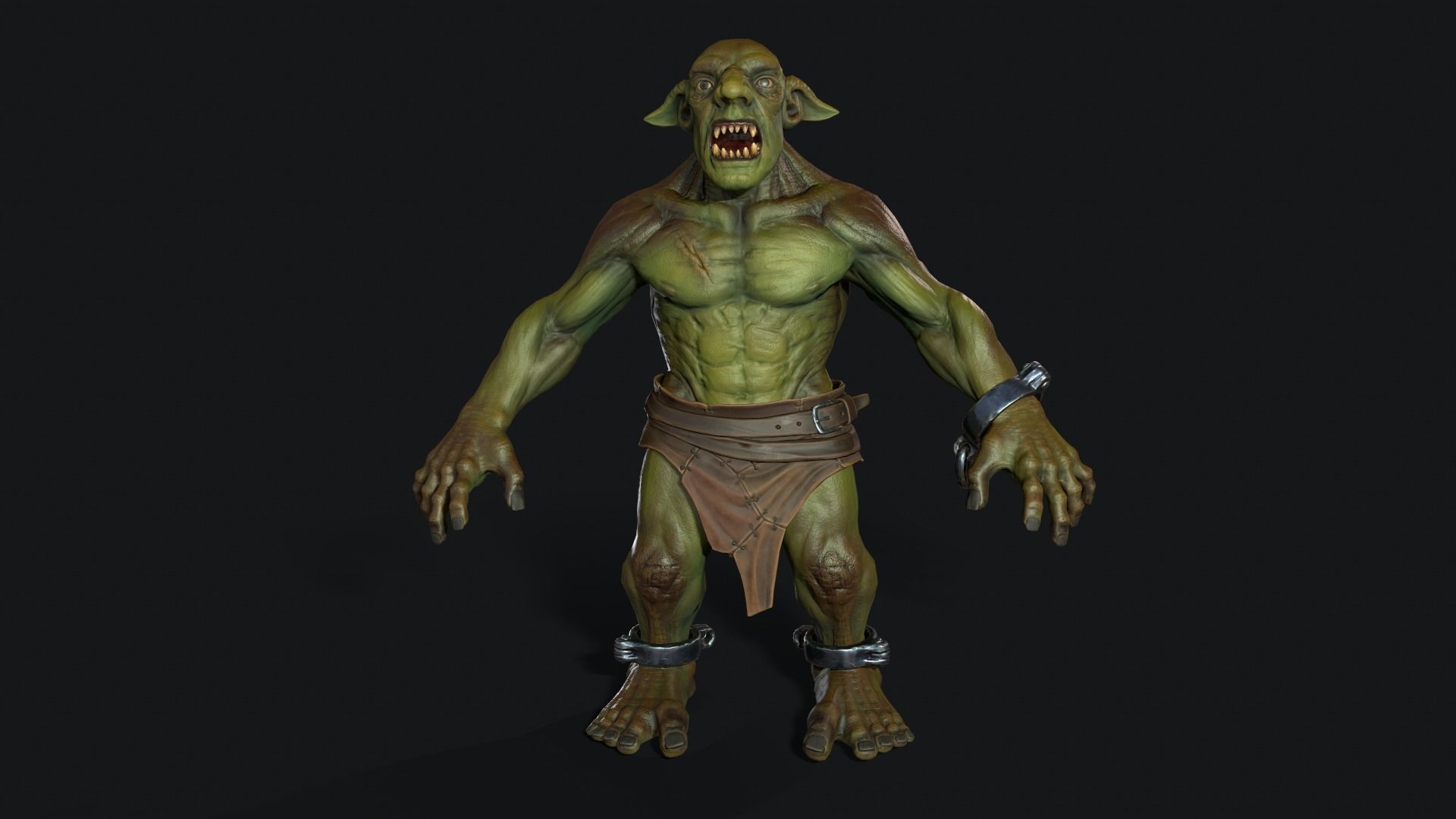 3D model Goblin Orc slave miner stylized Rigged ready for animation VR ...