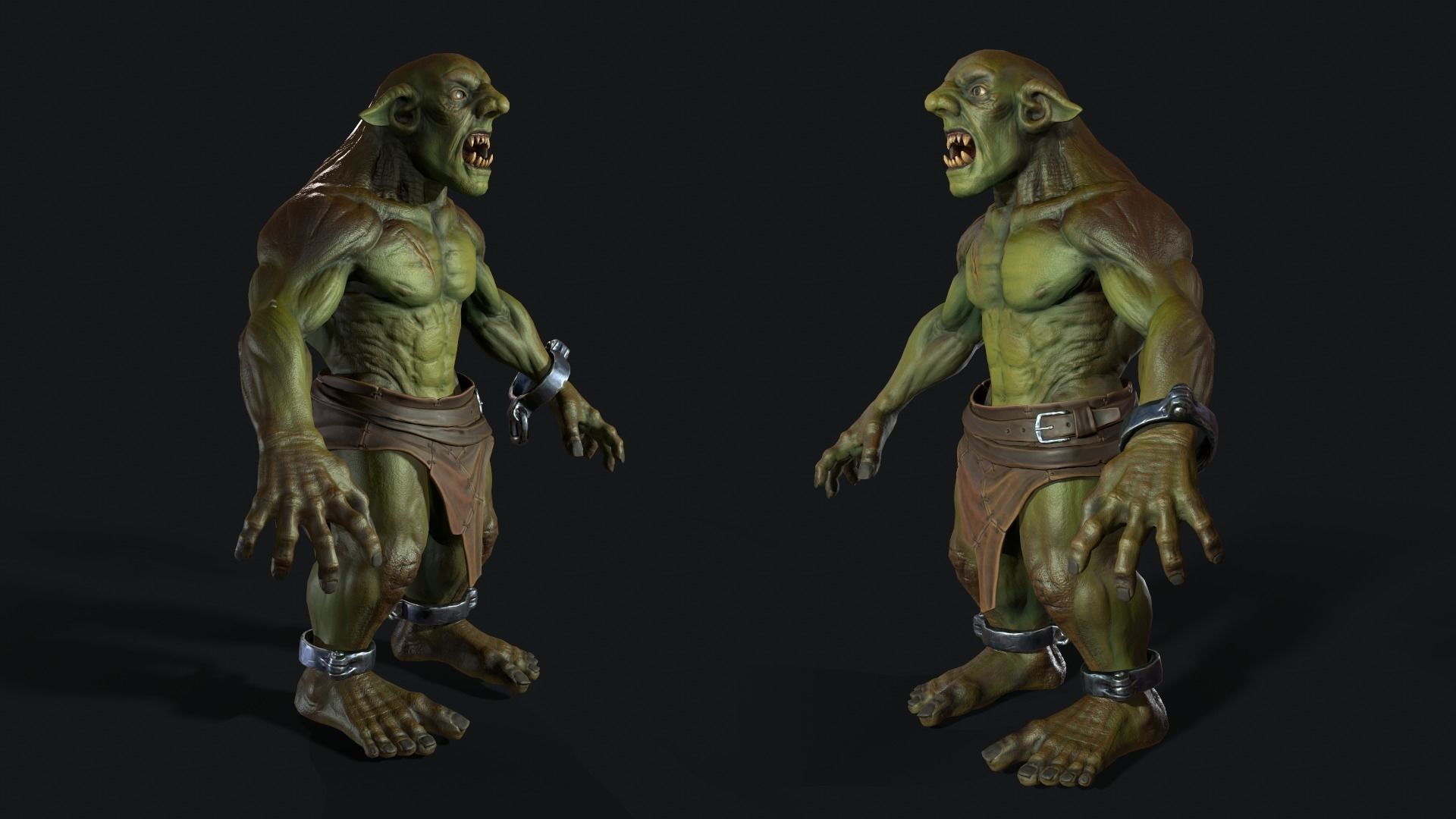 3D model Goblin Orc slave miner stylized Rigged ready for animation VR ...