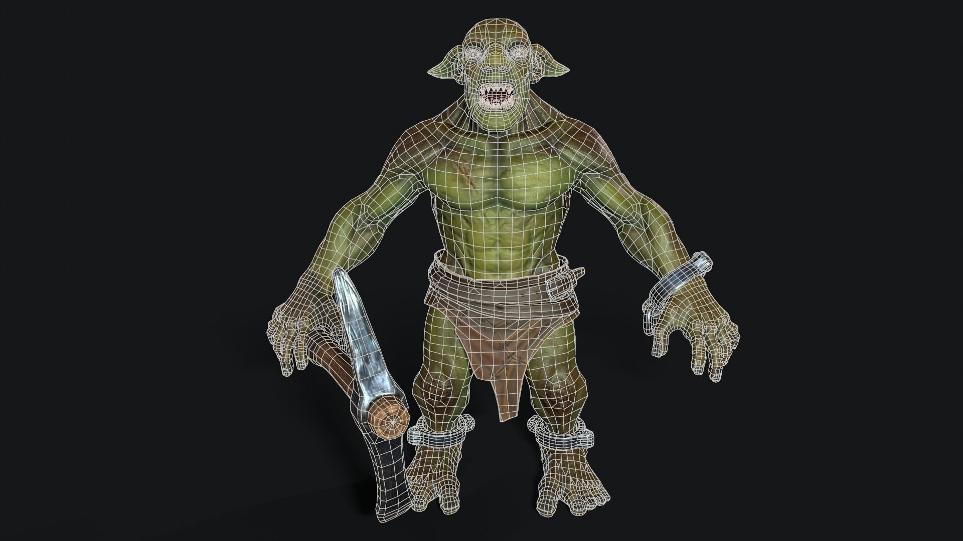 3D model Goblin Orc slave miner stylized Rigged ready for animation VR ...