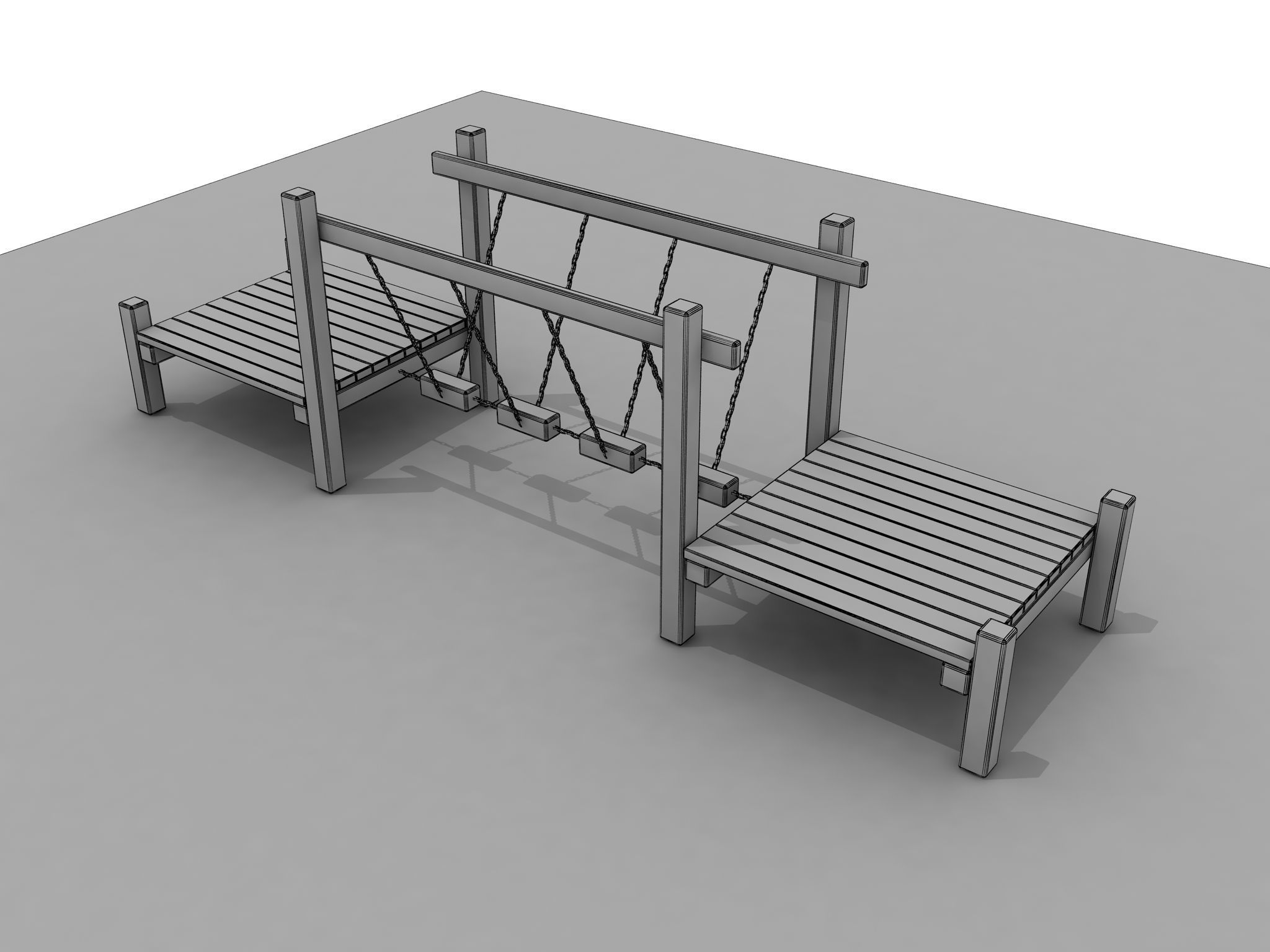 Kids Game Play Equipment 013 Chain Bridge 3D model | CGTrader