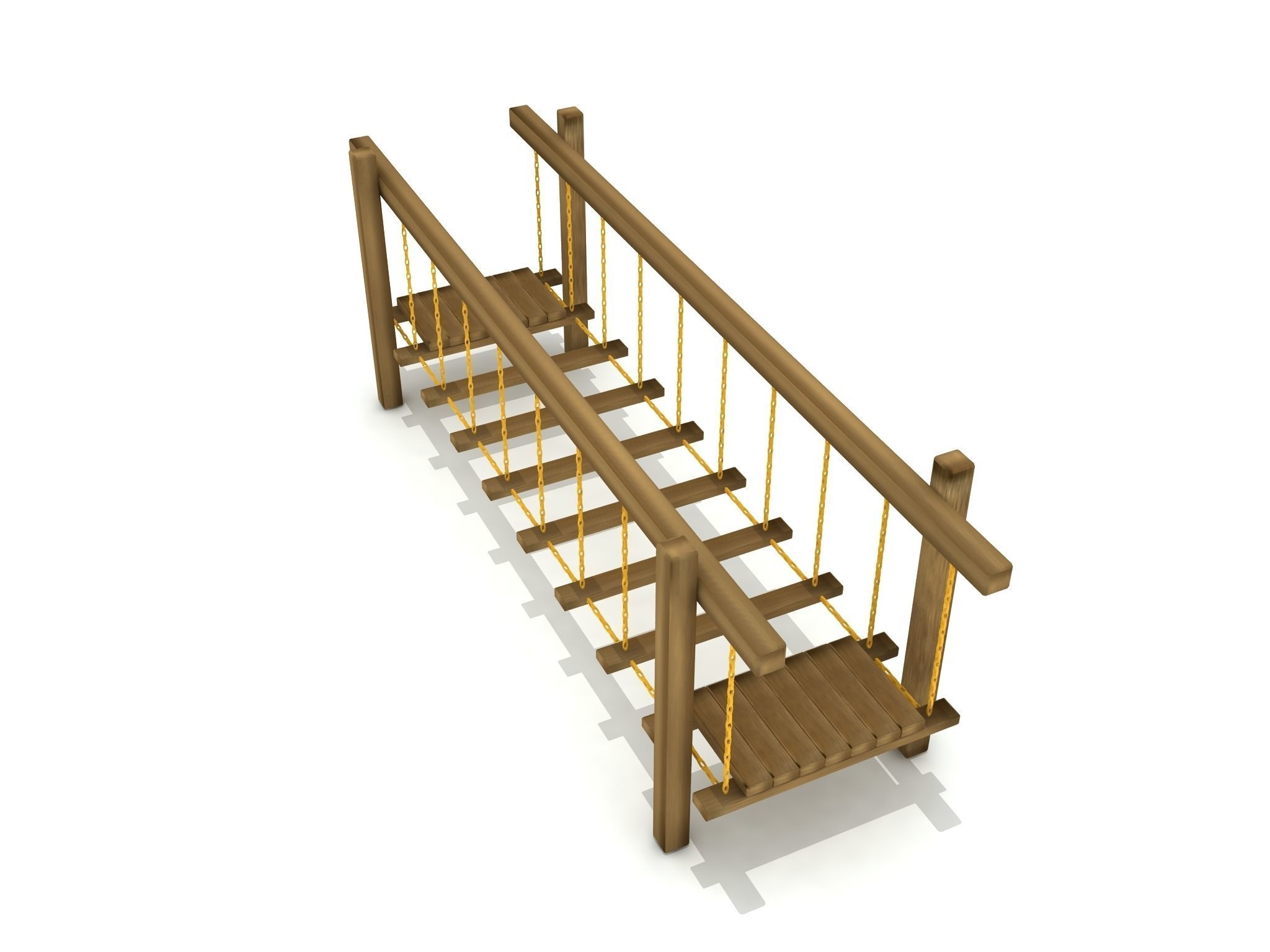 Kids Game Play Equipment 012 Wood Chain Bridge 3D model | CGTrader