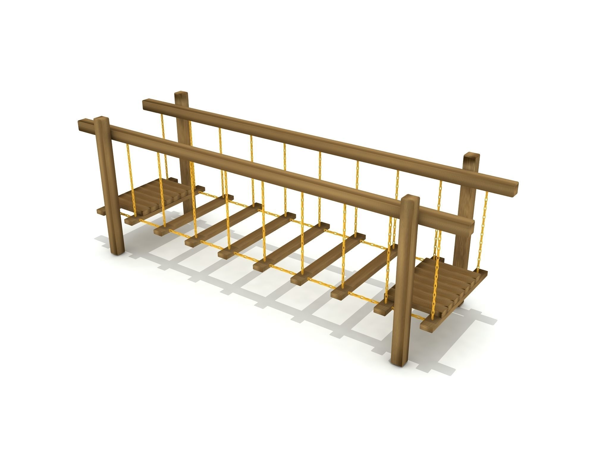 Kids Game Play Equipment 012 Wood Chain Bridge 3D model | CGTrader