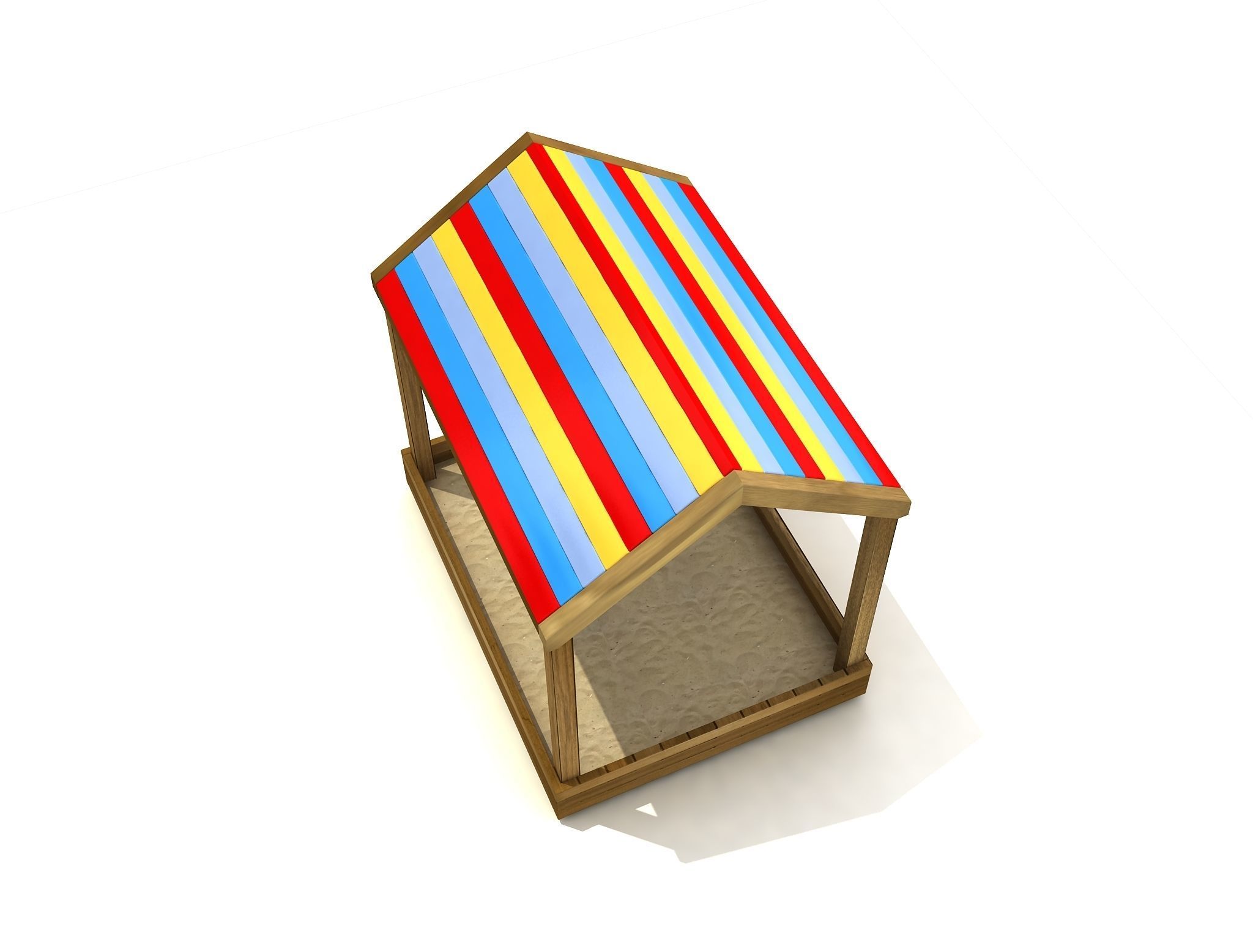 Kids Game Play Equipment 009 Wood Sand Pool with Roof 3D model | CGTrader