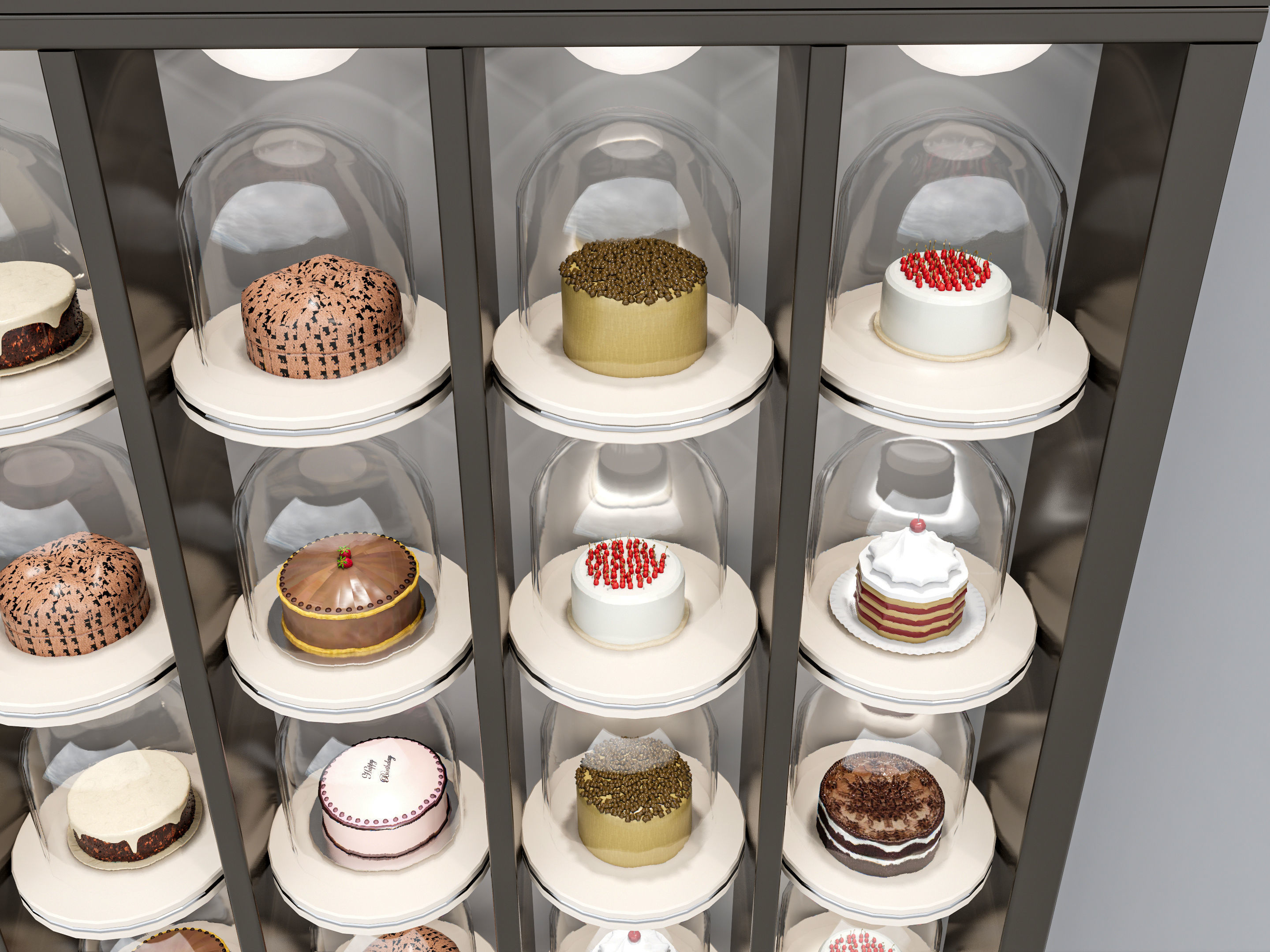 Bakery front display cake window racks 3D model | CGTrader