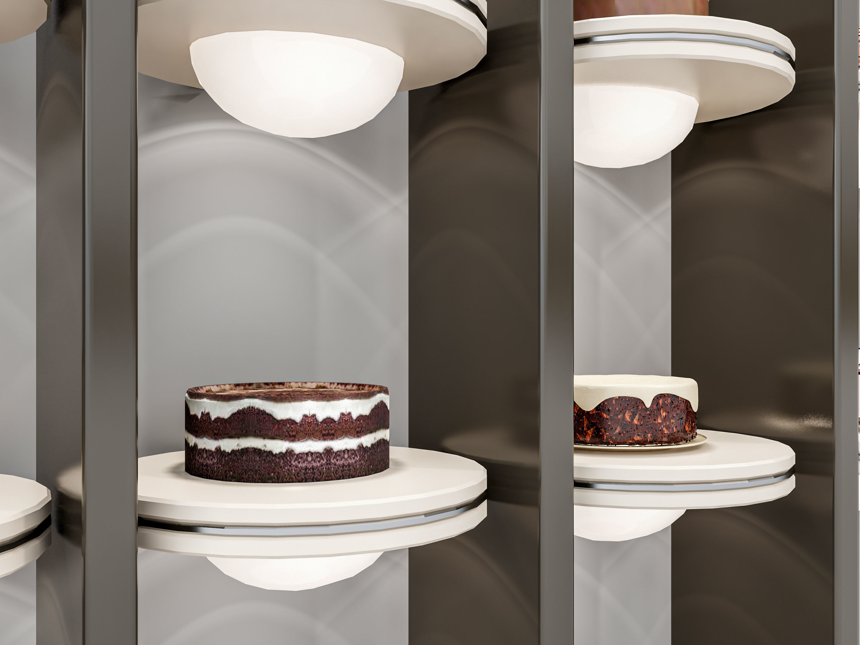 Bakery front display cake window racks 3D model | CGTrader