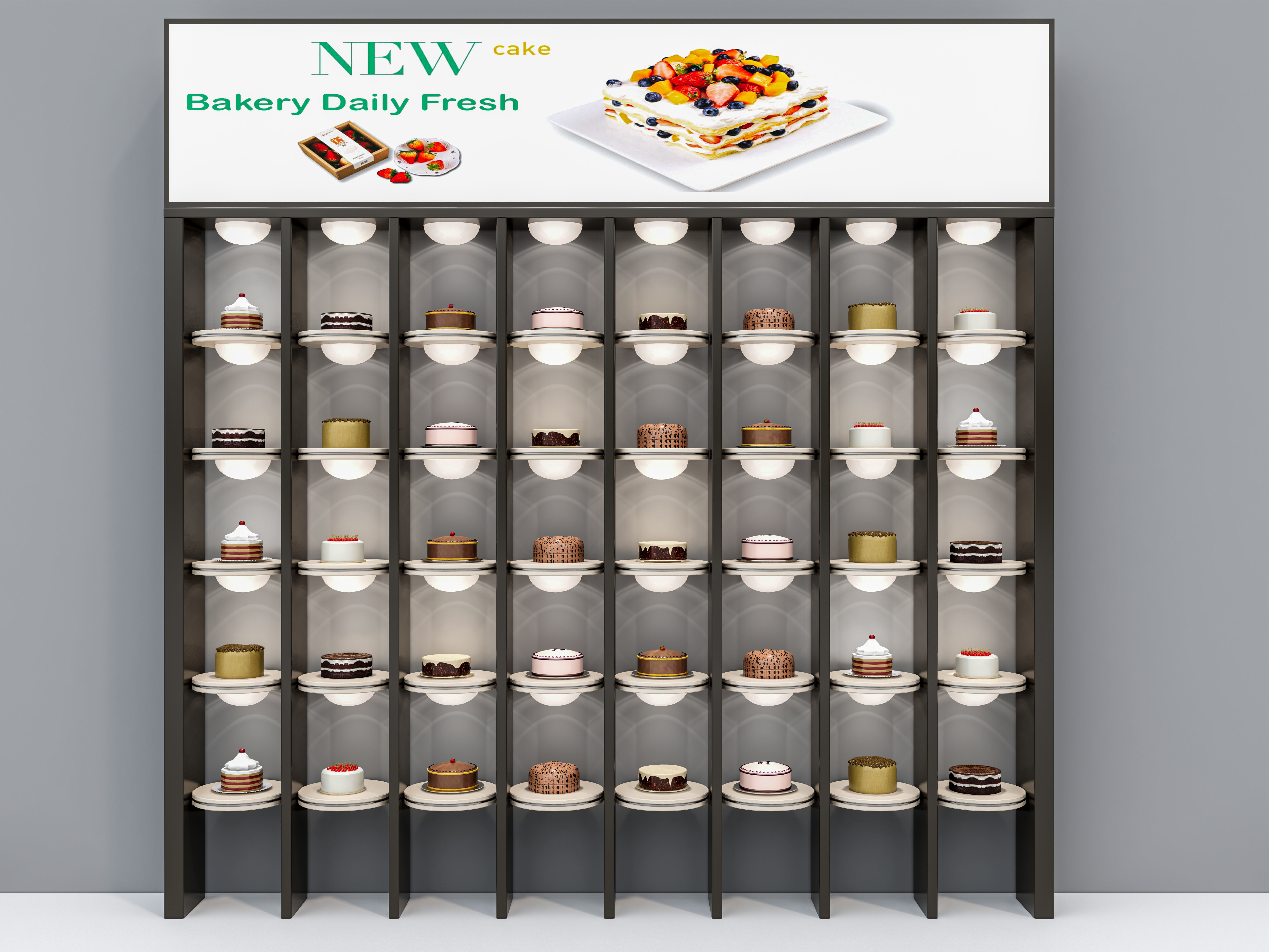 Bakery front display cake window racks 3D model | CGTrader