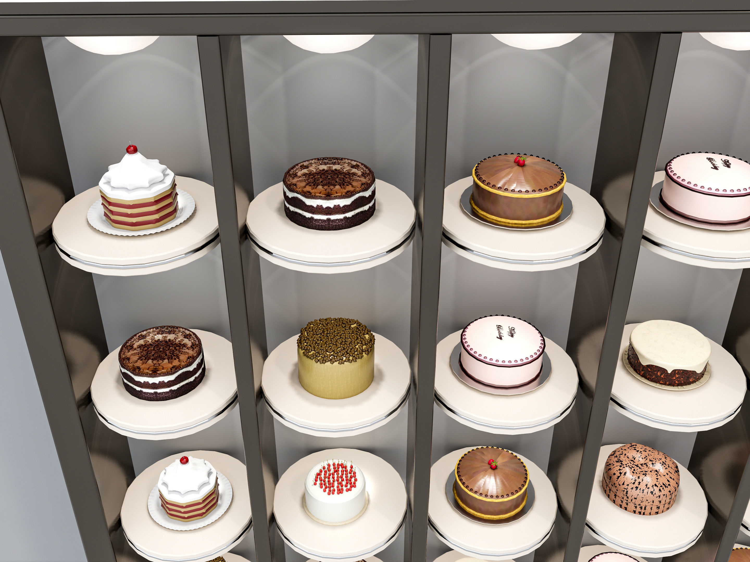 Bakery front display cake window racks 3D model | CGTrader