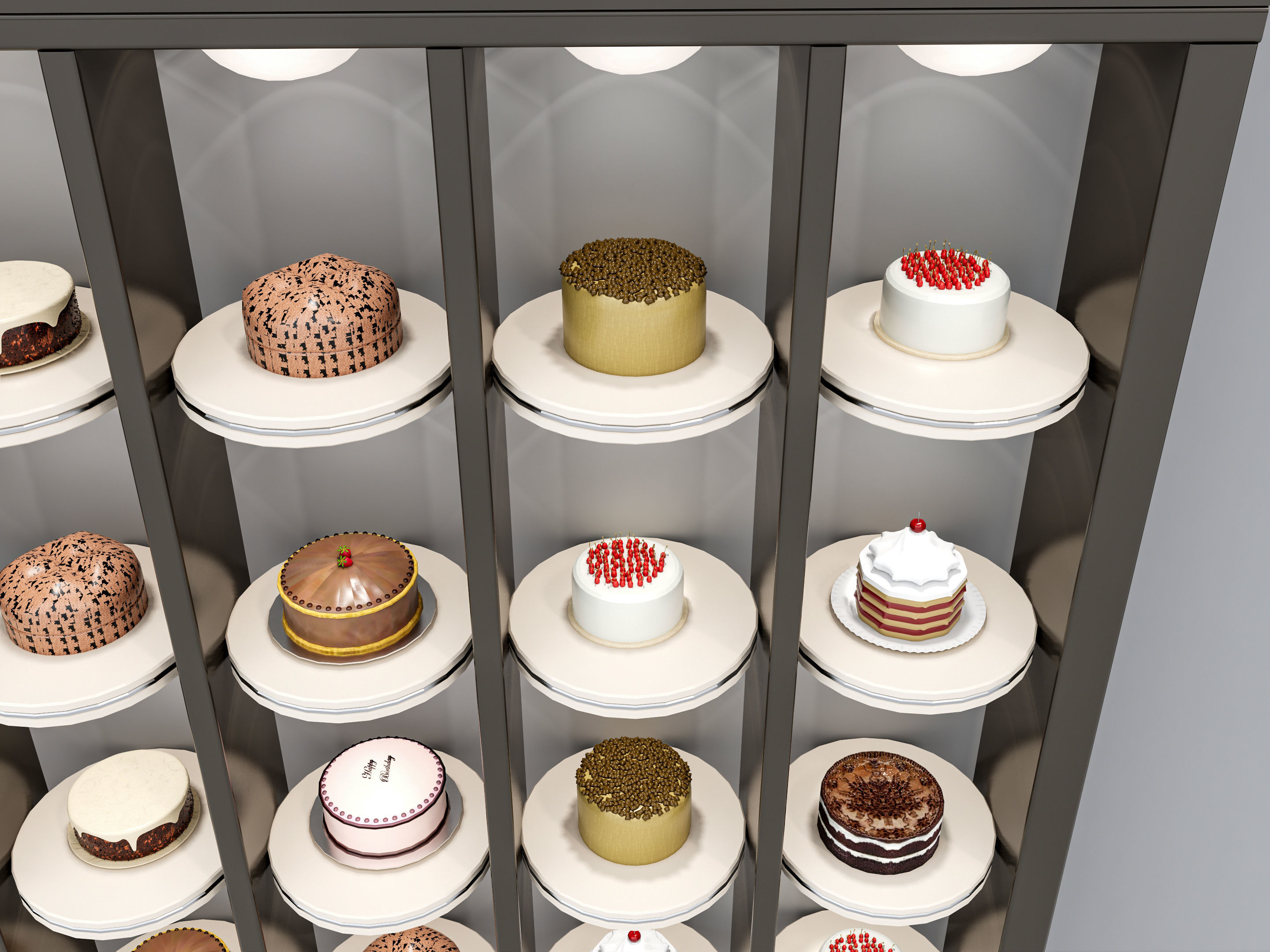 Bakery front display cake window racks 3D model | CGTrader