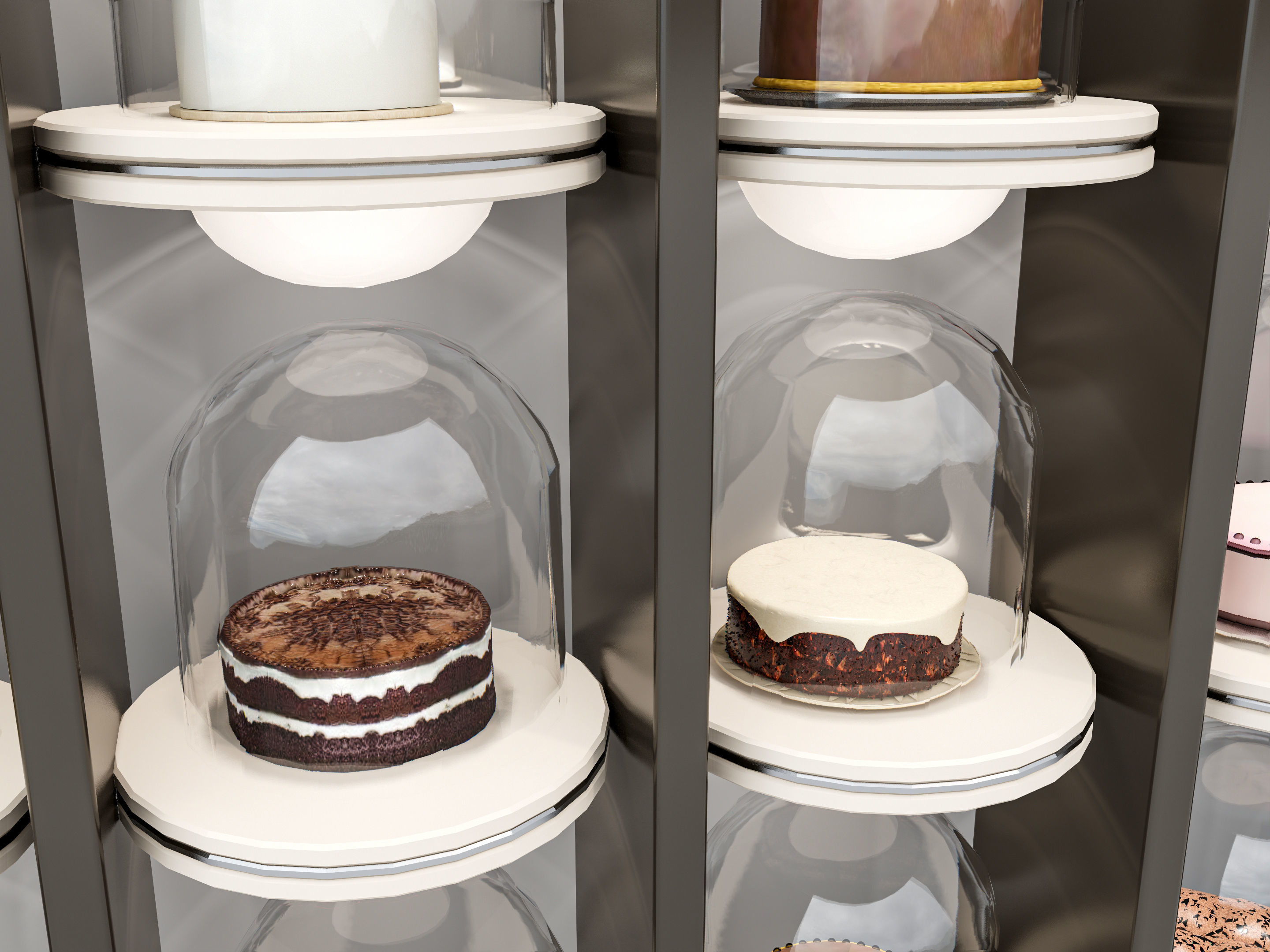 Bakery front display cake window racks 3D model | CGTrader