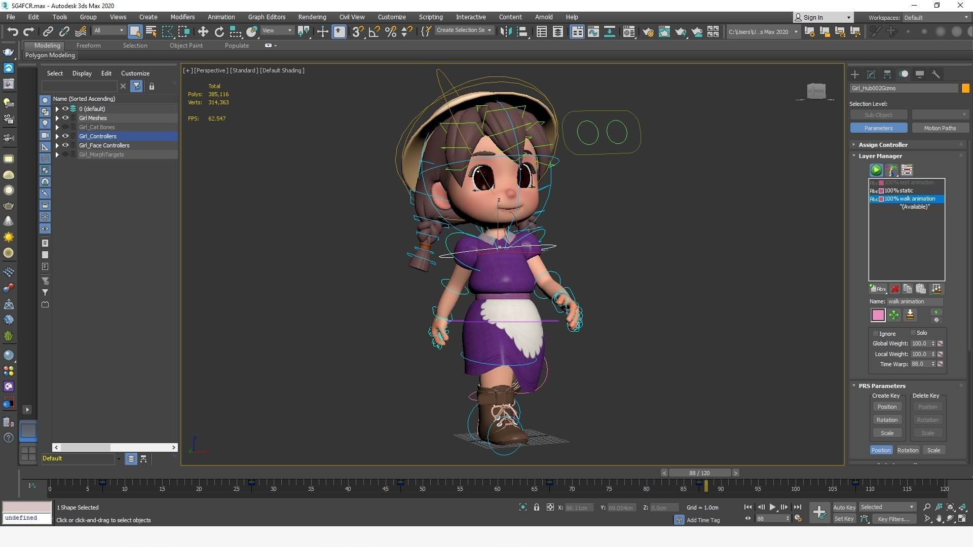 Cartoon Girl SG3FC 3D model animated rigged | CGTrader
