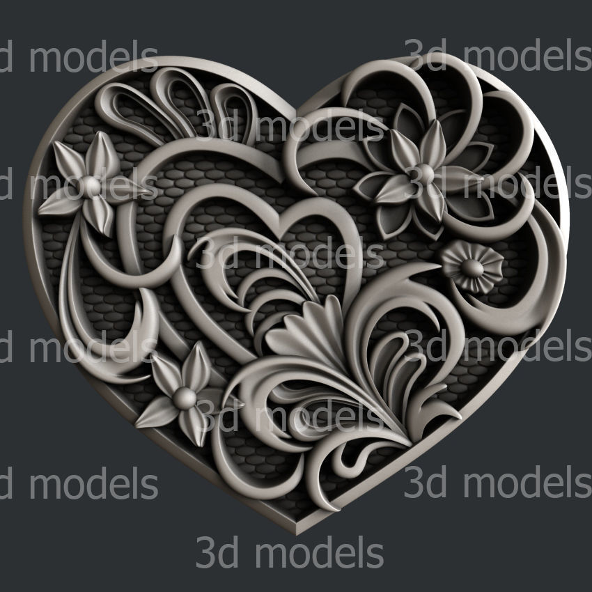3d STL models for CNC or 3d printer heart P437 3D model 3D model | CGTrader