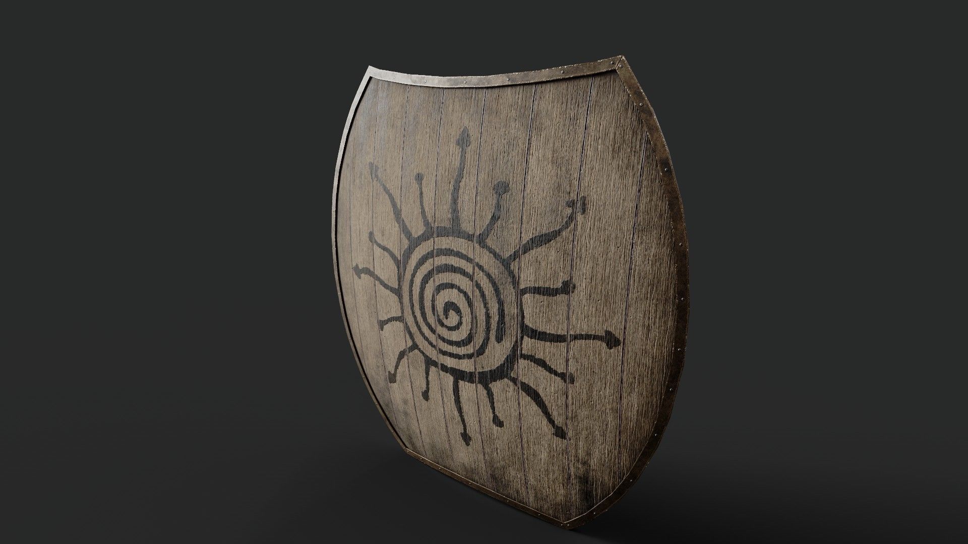 3D model Slavic hybrid shield-painted black Sun symbol VR / AR / low ...