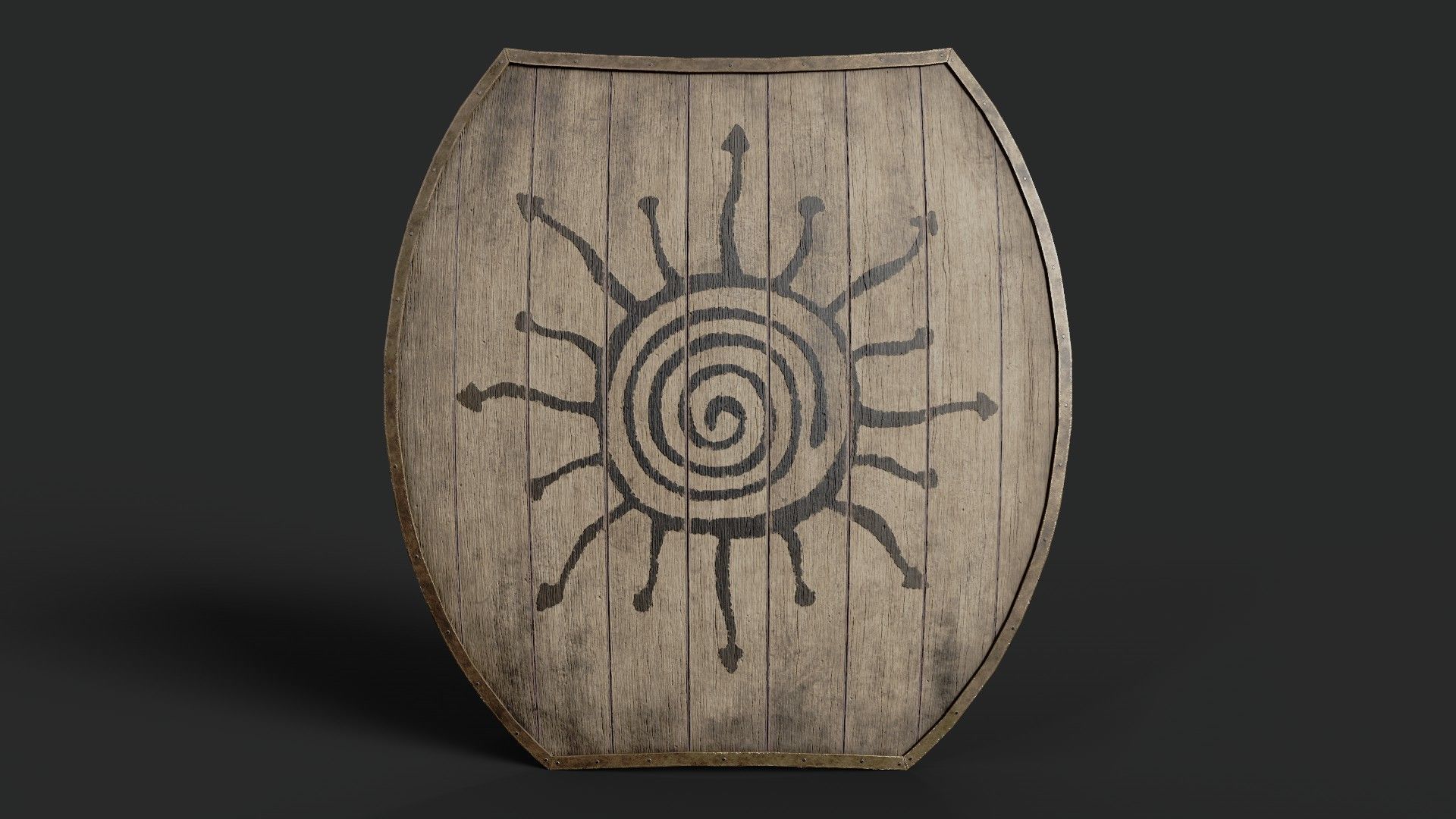 3D model Slavic hybrid shield-painted black Sun symbol VR / AR / low ...