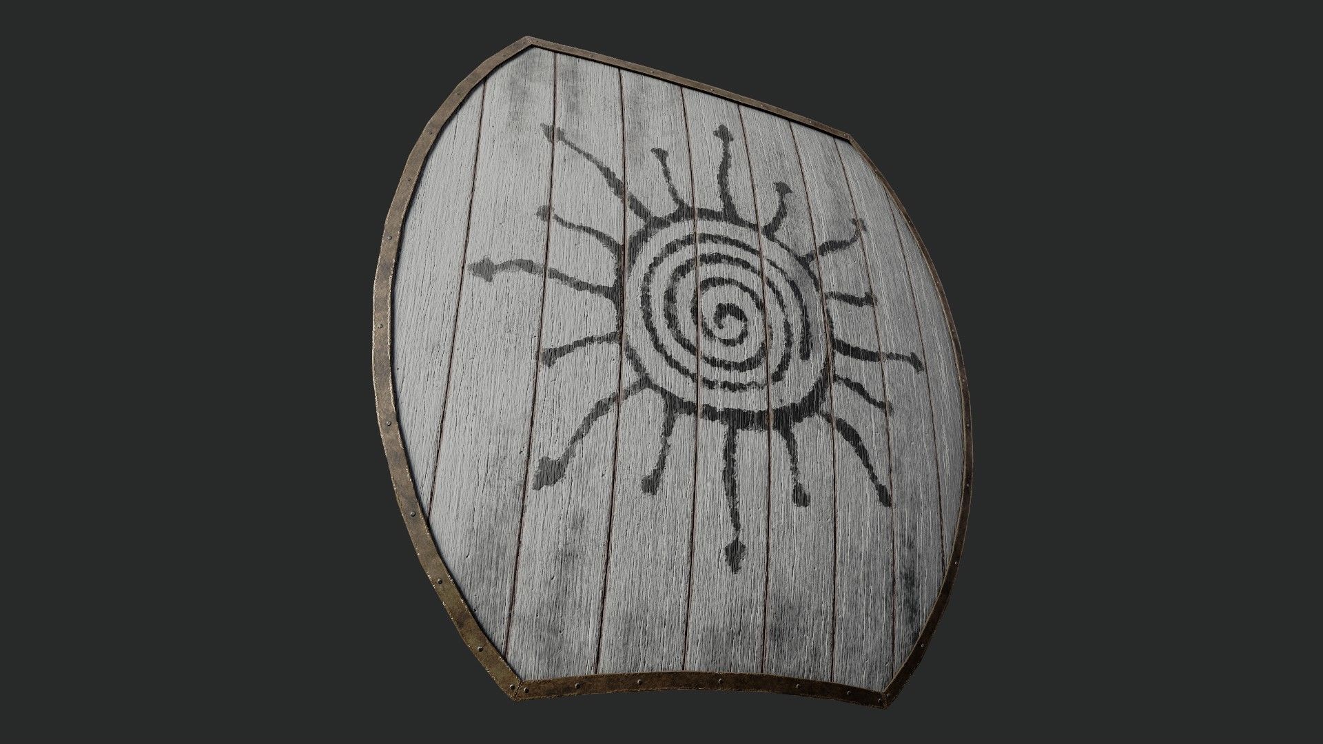 3D model Slavic hybrid shield-painted white with Sun symbol VR / AR ...
