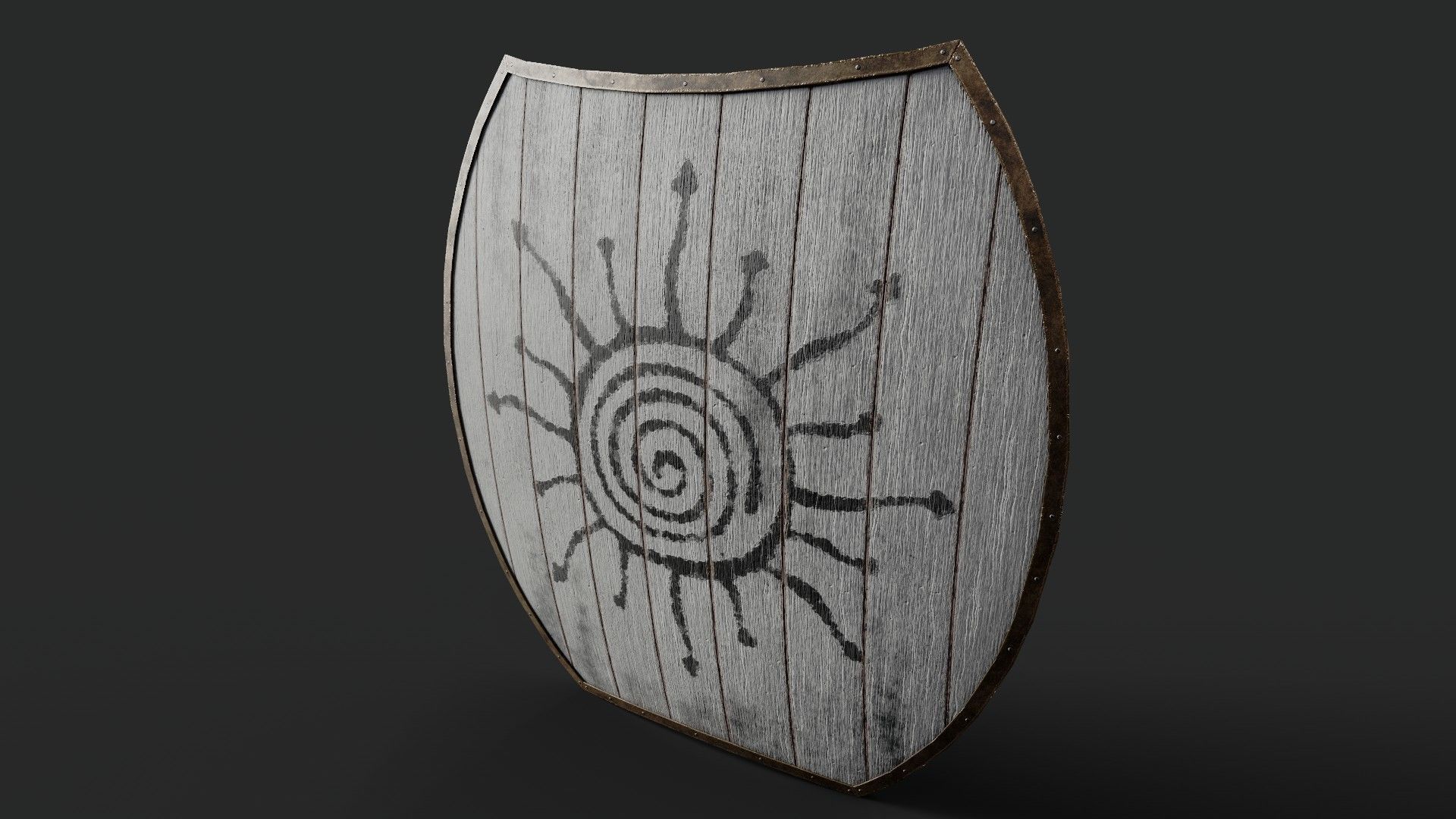 3D model Slavic hybrid shield-painted white with Sun symbol VR / AR ...
