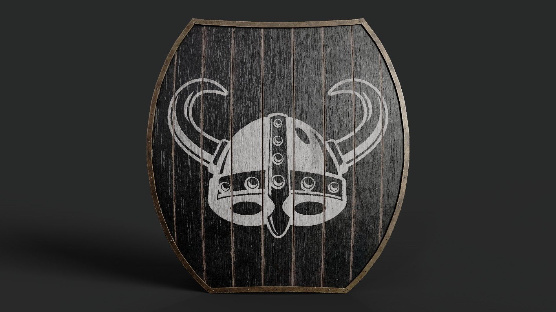 3D model Slavic hybrid shield-painted black with helmet symbol VR / AR ...