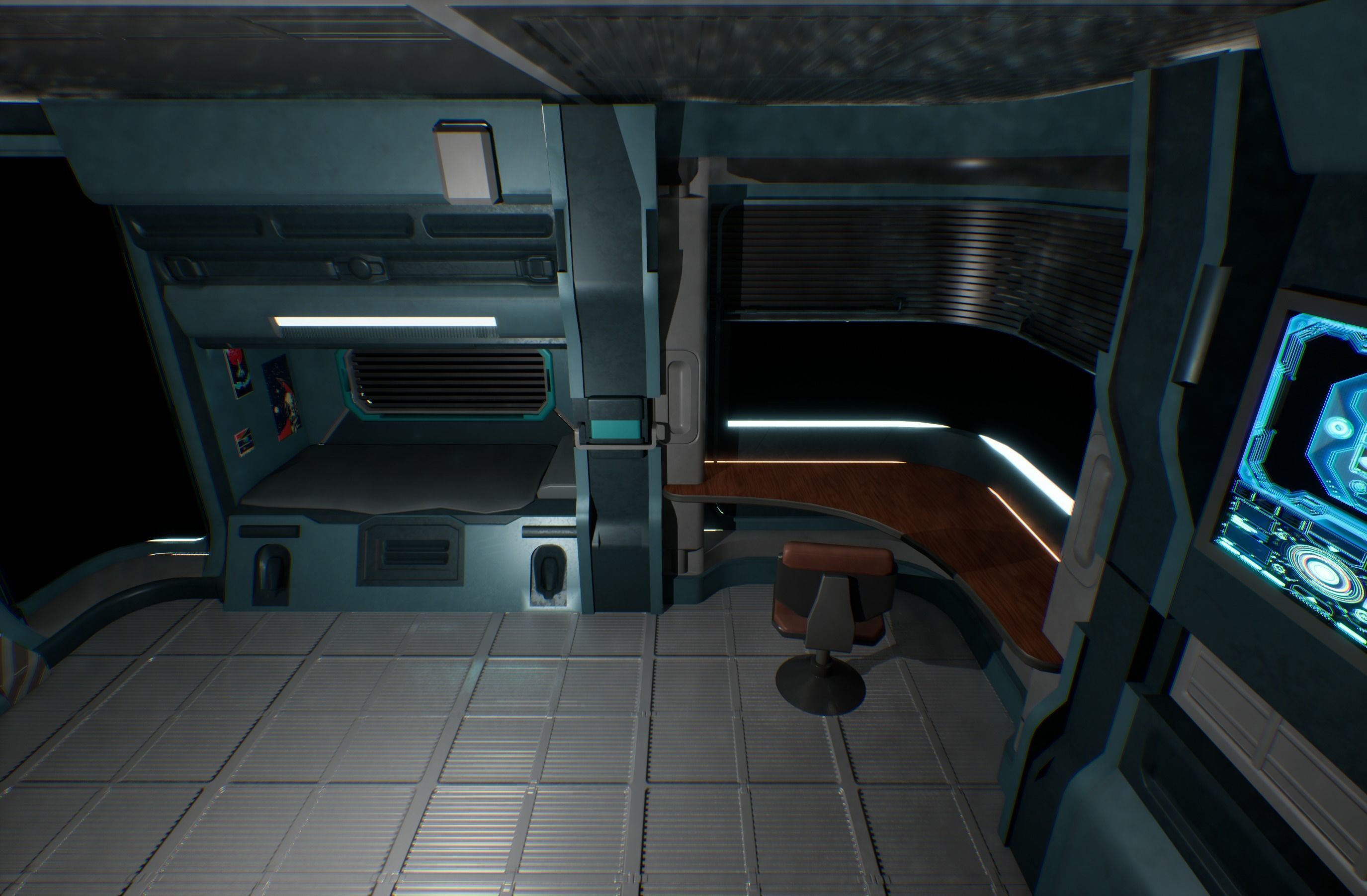 3D model Futuristic chamber Sci-fi simulation Cyber realm High-tech ...