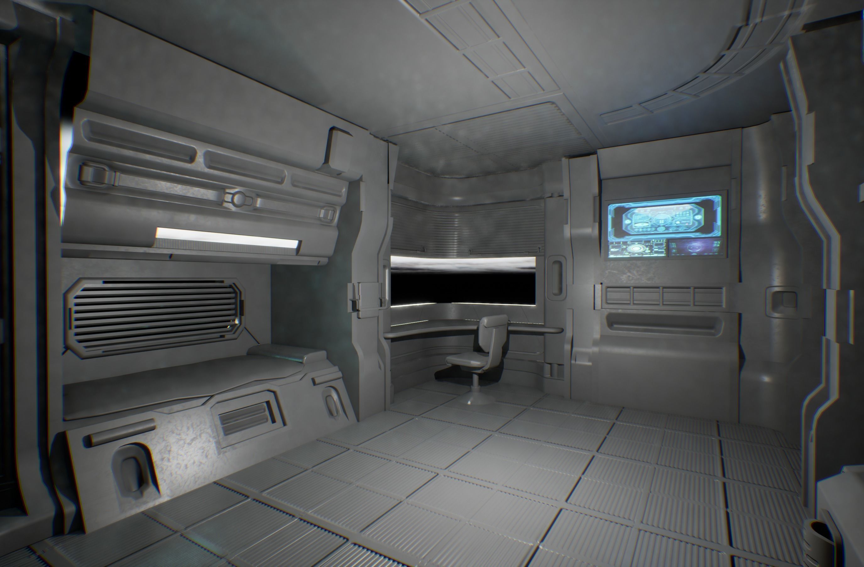 3D model Futuristic chamber Sci-fi simulation Cyber realm High-tech ...