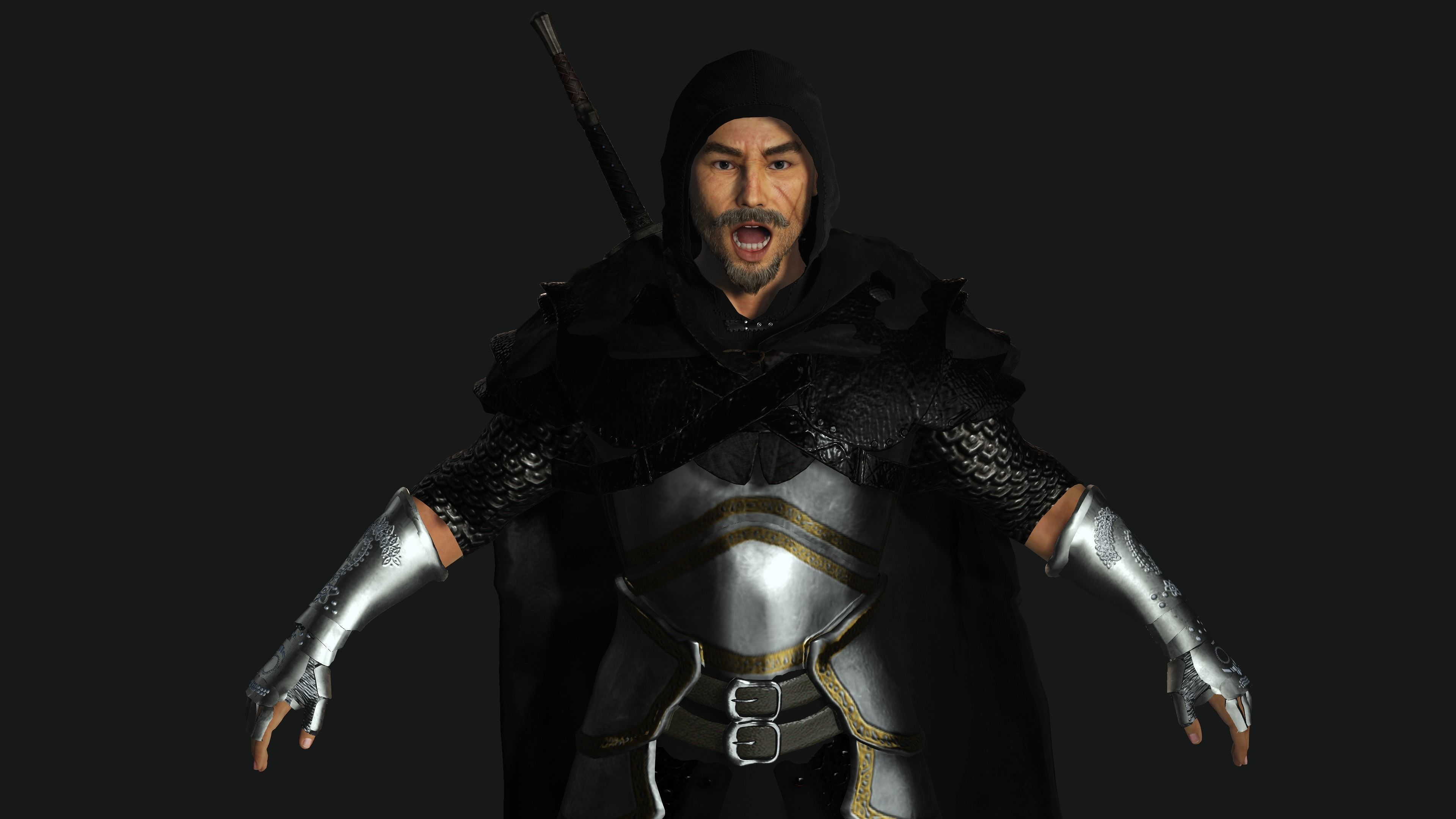 3D model AAA 3D MALE FIGHTER WARRIOR - REALISTIC RIG GAME CHARACTER VR ...