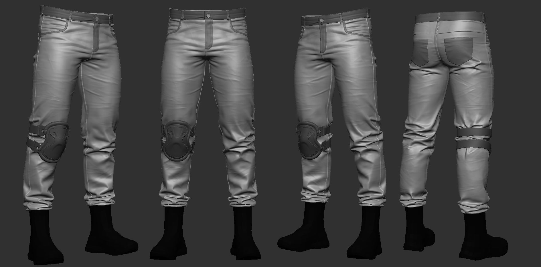 Denim pants and knee pad 3D model | CGTrader