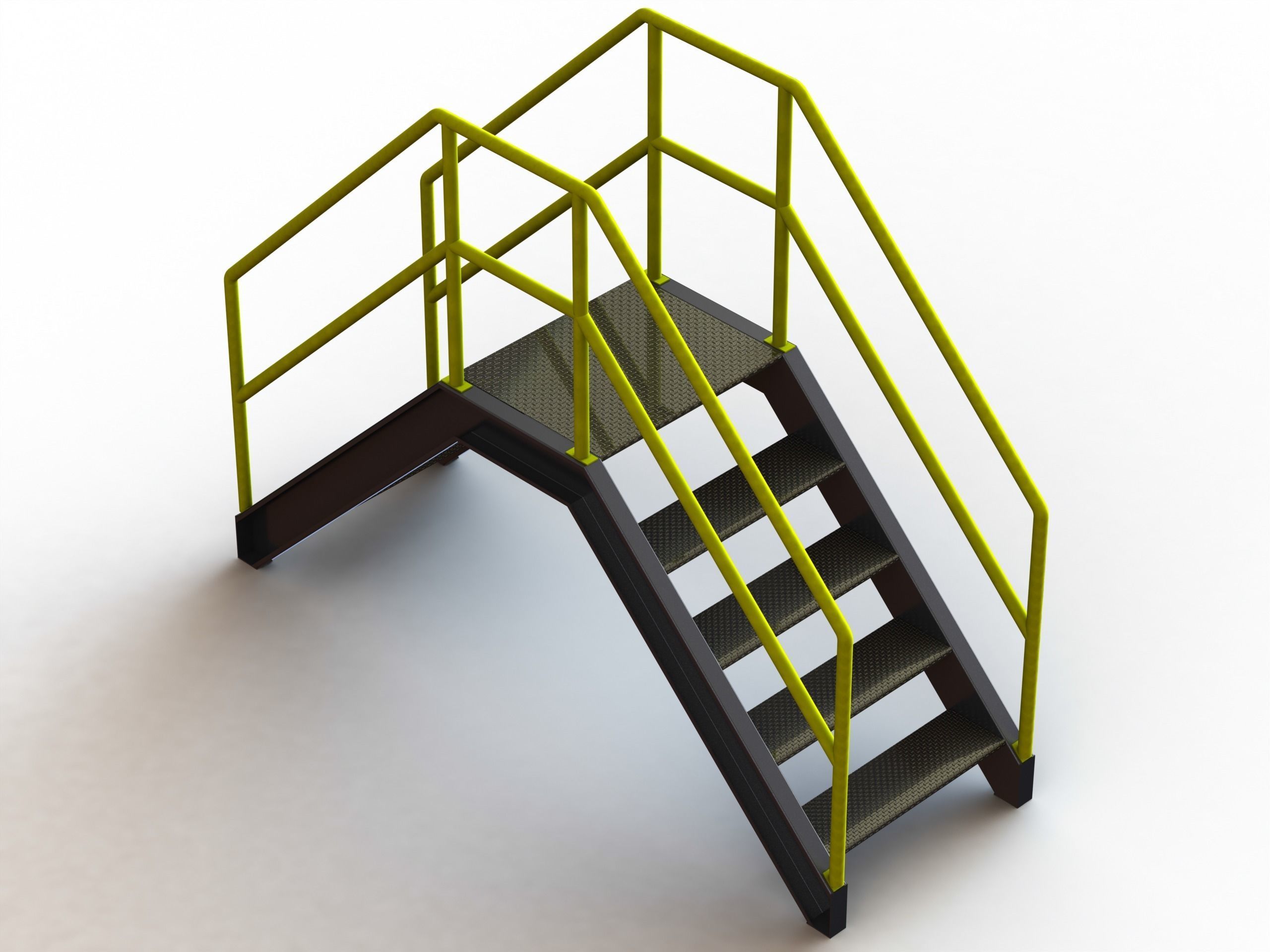 Industrial Steel Crossover Stair 3D model rigged | CGTrader