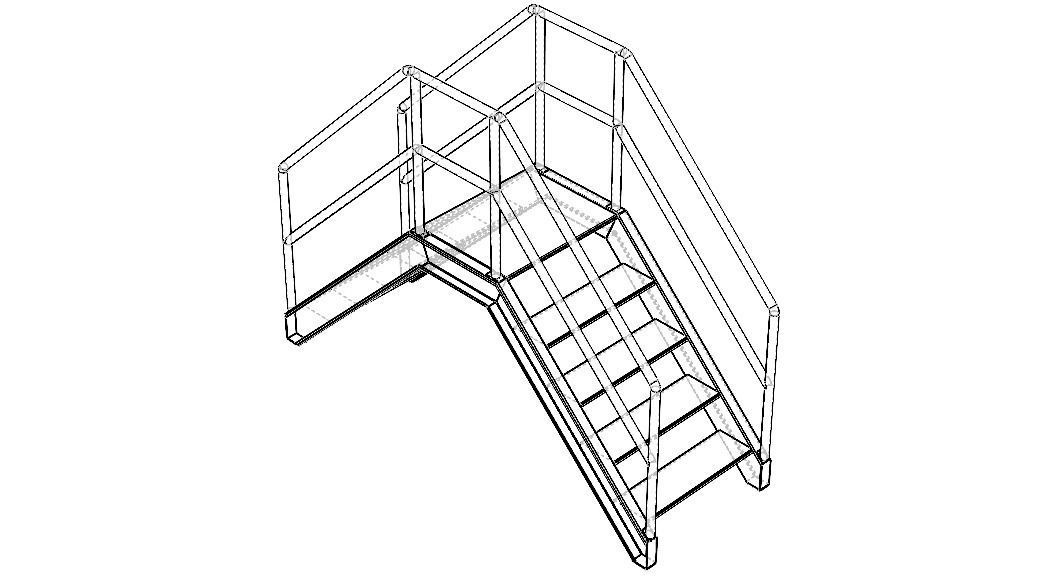 Industrial Steel Crossover Stair 3D model rigged | CGTrader