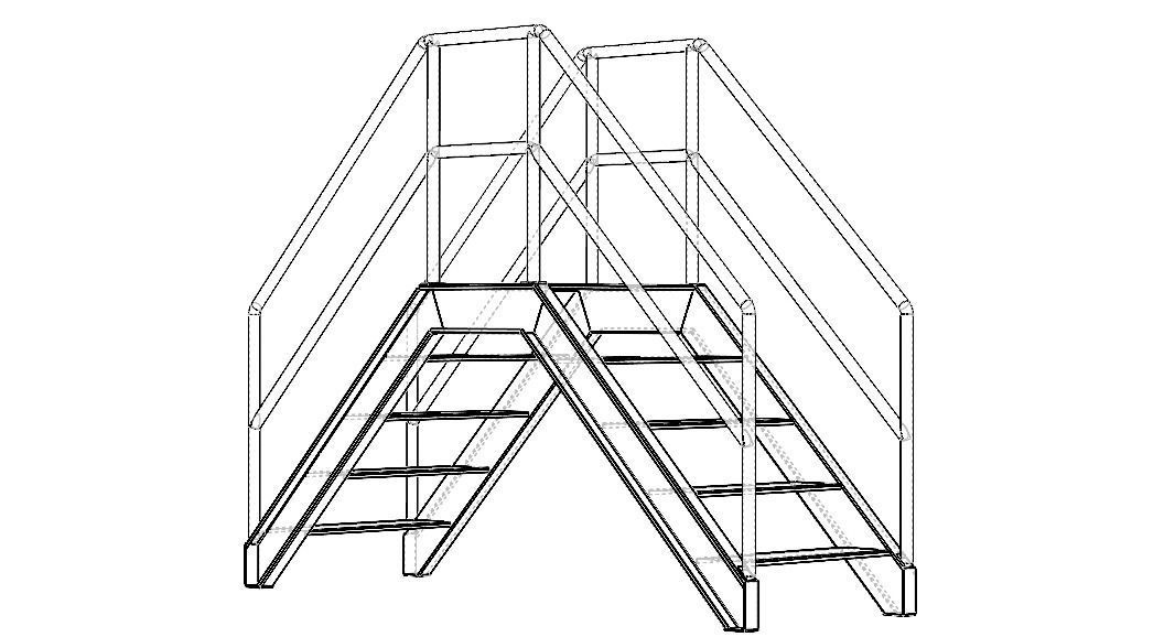 Industrial Steel Crossover Stair 3D model rigged | CGTrader