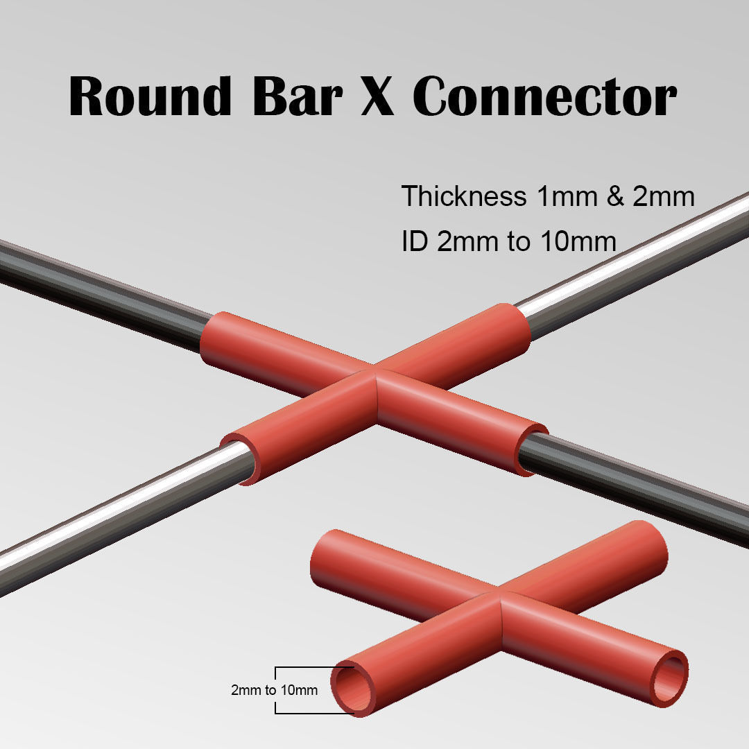 Round Bar X Connector 3D model 3D printable | CGTrader