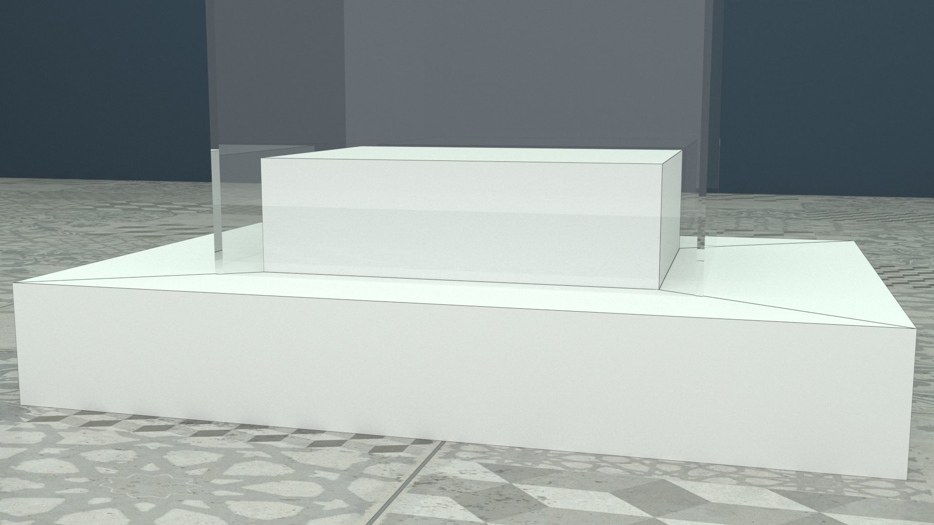 Product stand in a box shape cube inside a transparent glass 3D model ...