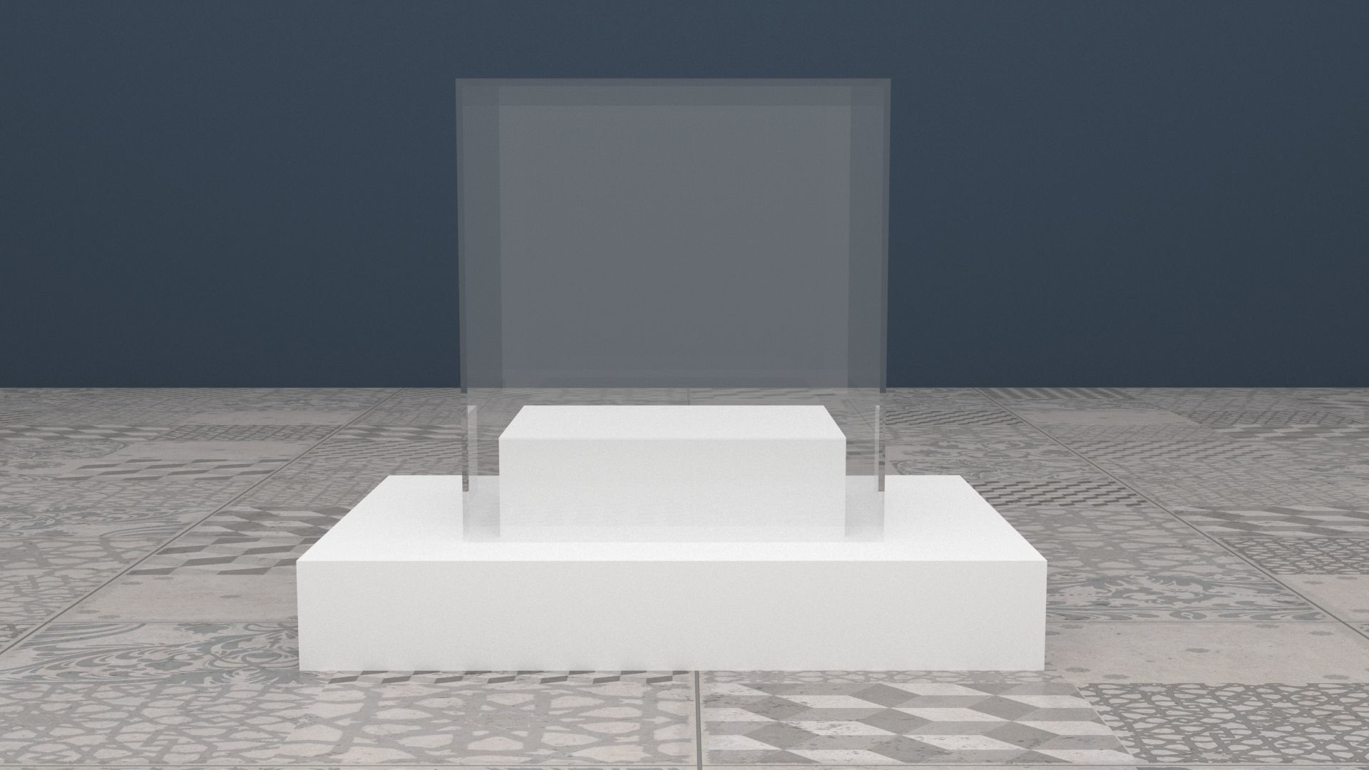 Product stand in a box shape cube inside a transparent glass 3D model ...